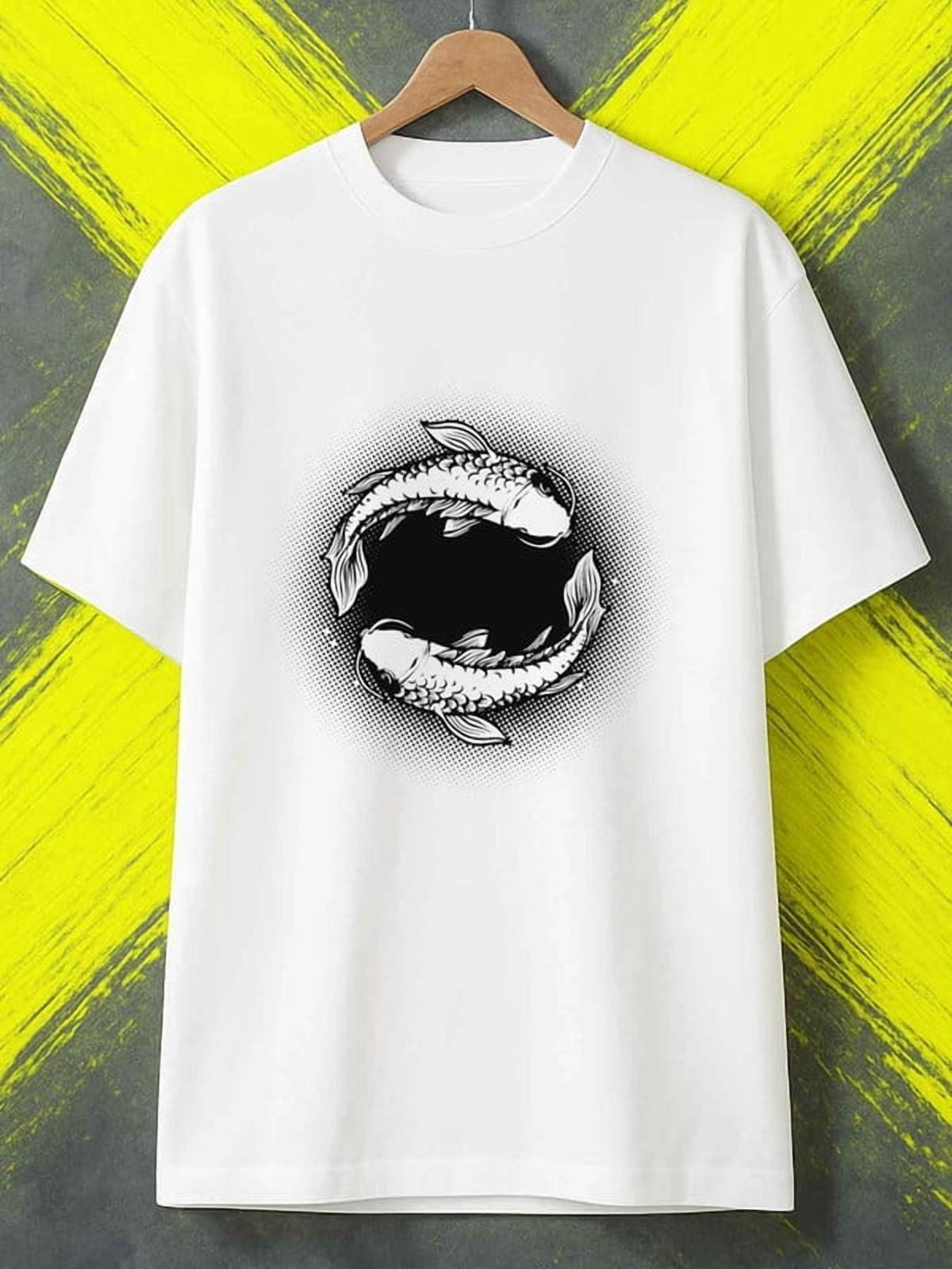 Koi Fish T-Shirt fish print t shirts men's 180G 100% Cotton white ...