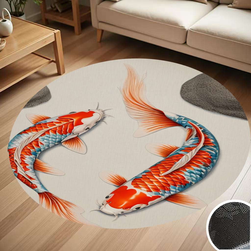 Koi Fish Tattoo Art Round Carpet Living Room Bedroom Home Decoration ...