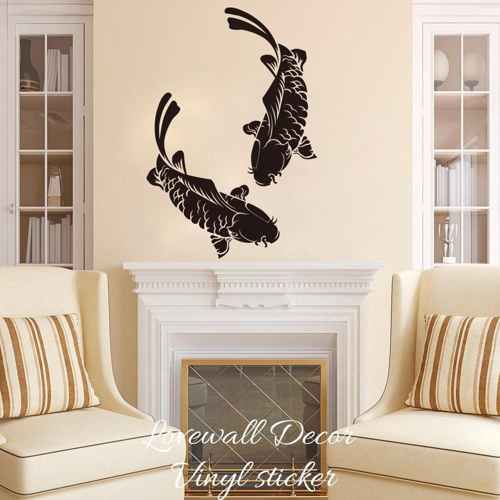 Koi Fish Wall Sticker Living Room Bedroom Carp Fish Giant Ocean Sea ...