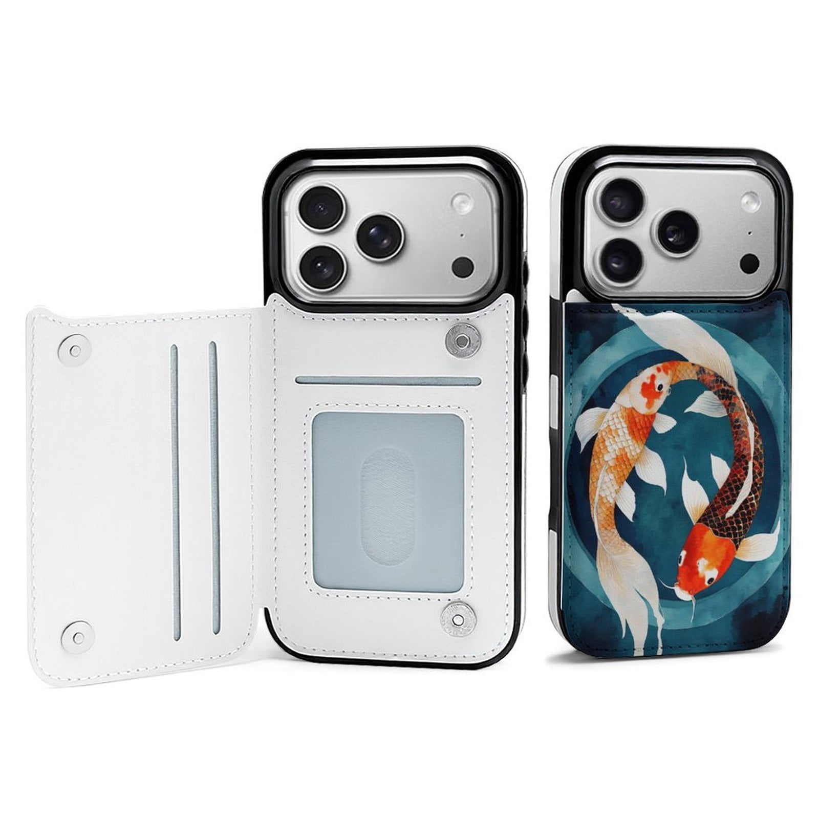 Koi Fish Watercolor Art Leather Wallet Case for iPhone 12 Pro Max ...