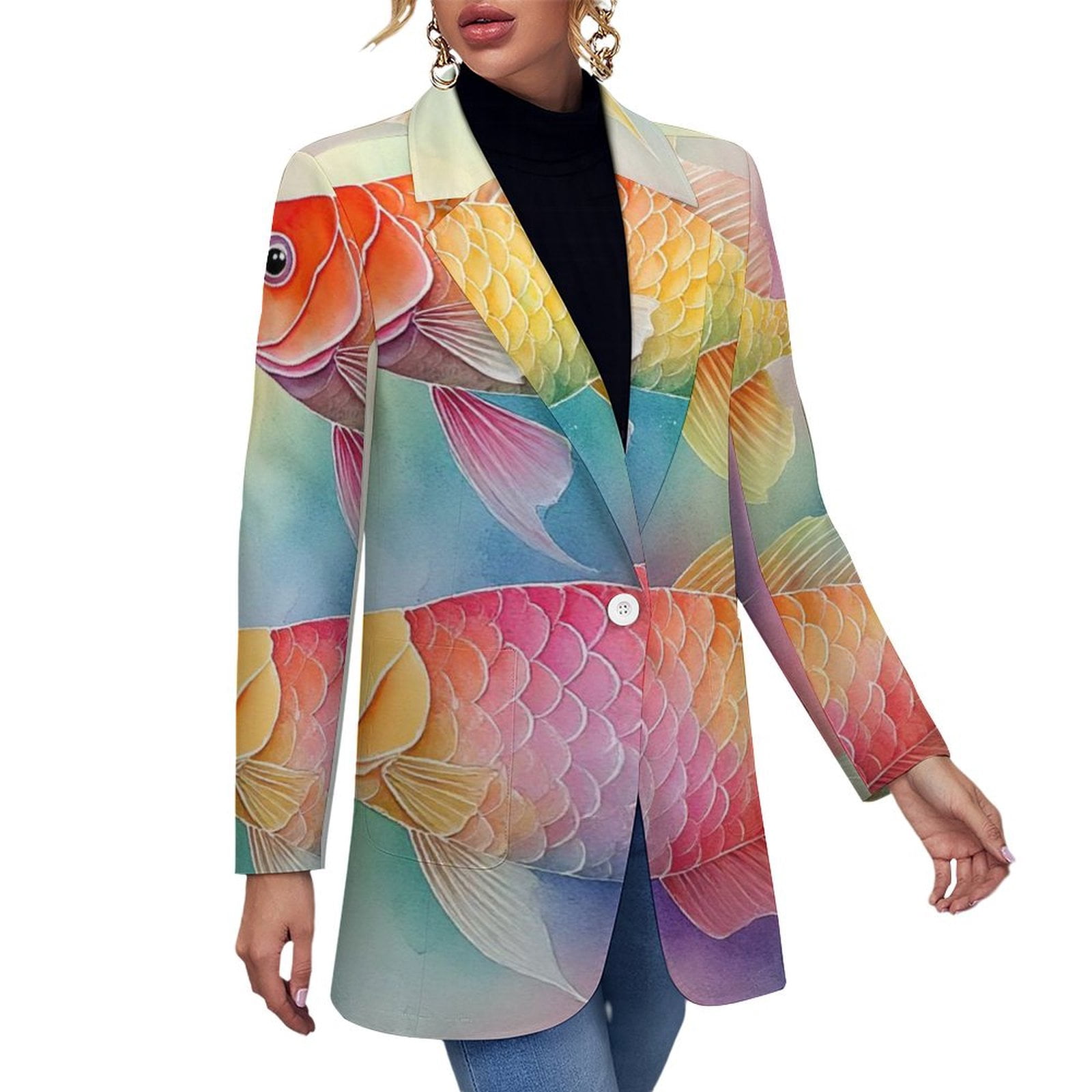 Koi Fish Woman Casual Loose Suits Summer Jacket Woman Oversize Daily ...
