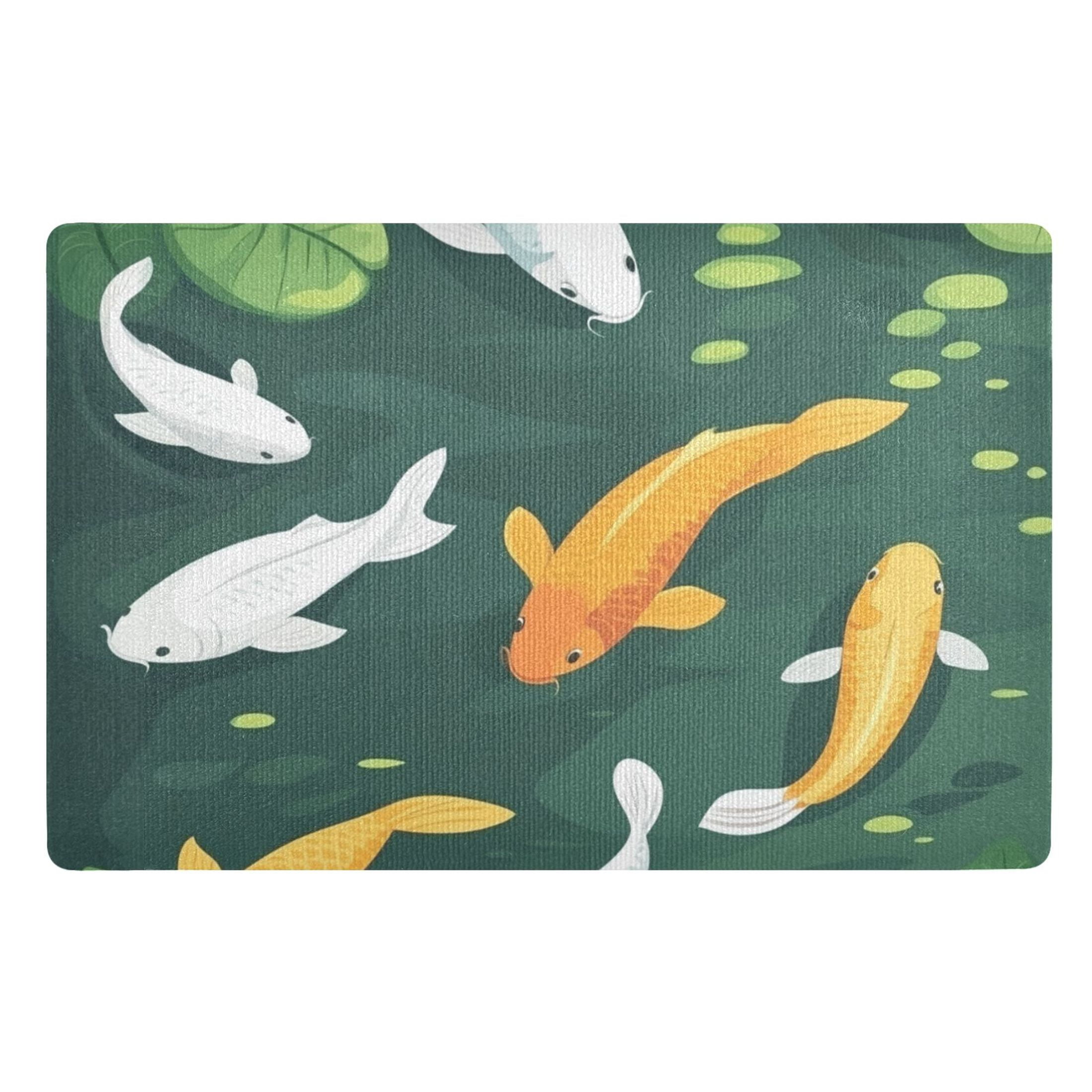 Koi Fish in Pond Floor Door Mat Outdoor Indoor for Home Entrance ...