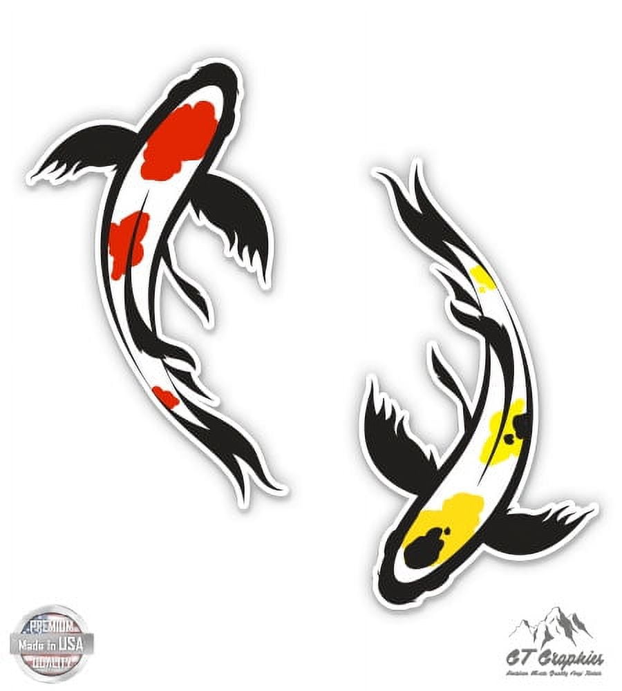 Koi Fish set of 2 - 4" each Vinyl Stickers - For Car Laptop I-Pad ...