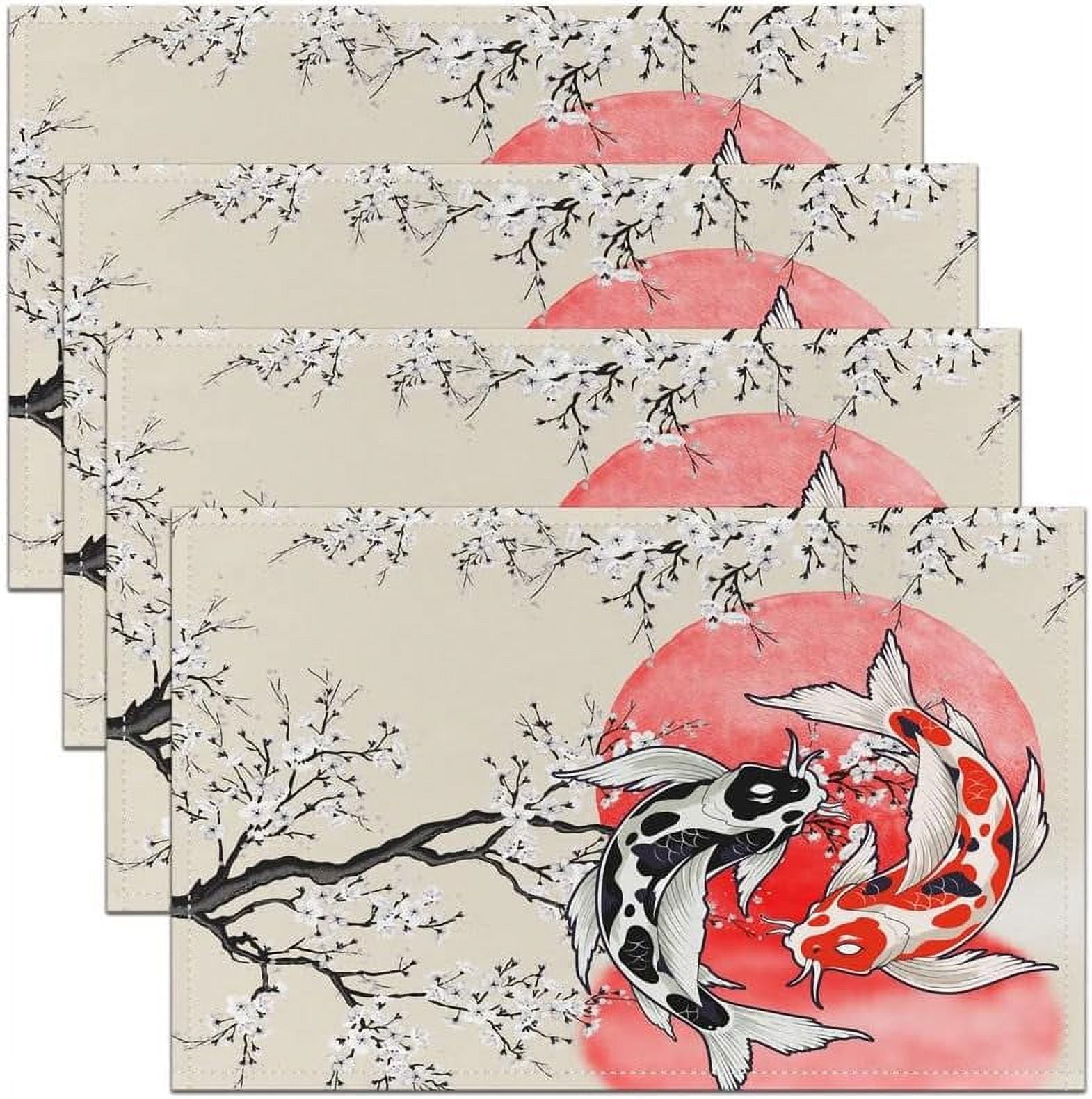 Koi Kitchen Party Decor Table Mats Japanese Style Table Place Mats Set ...
