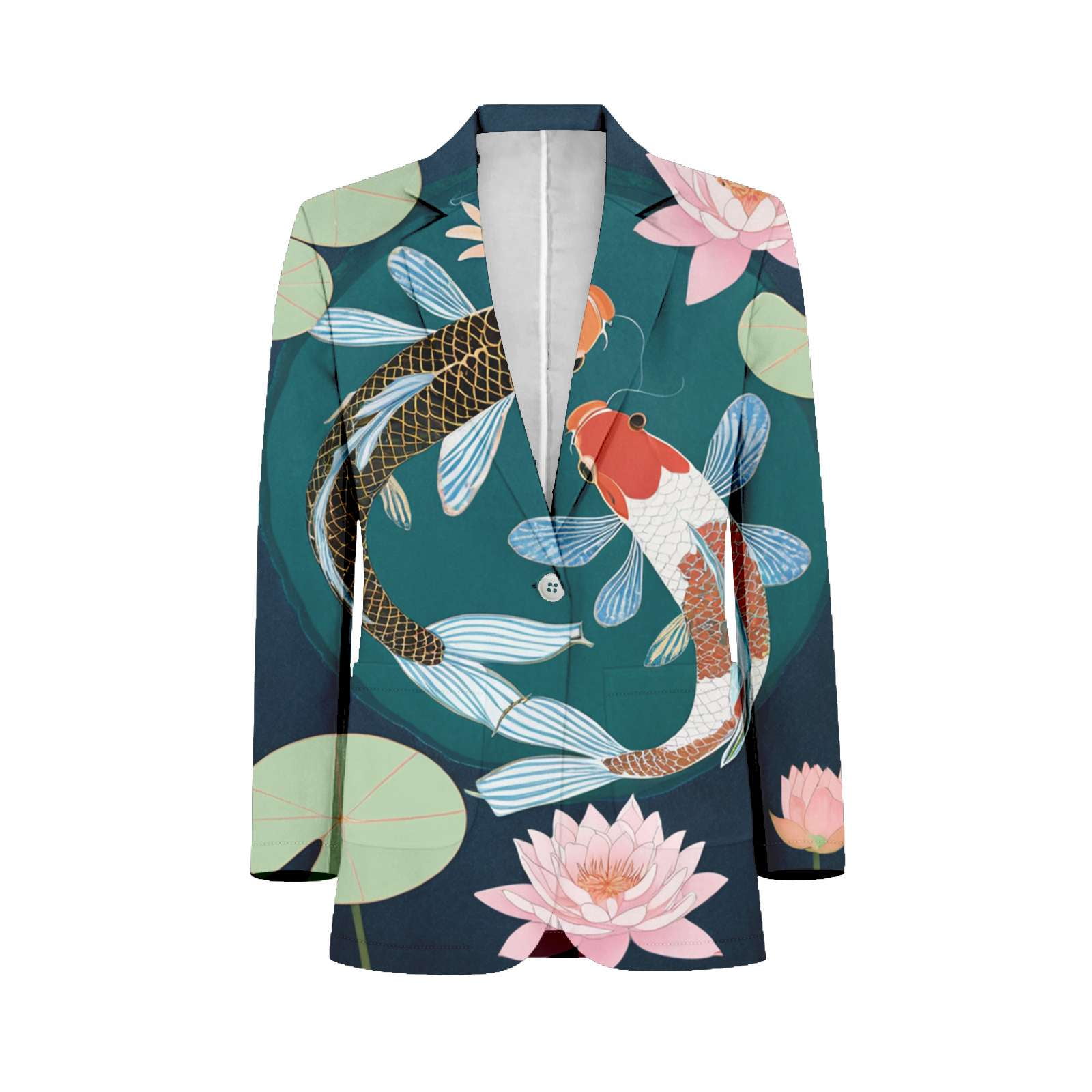 Koi Lotus Pond Art Customized Men's Suits full man Shawl Collar ...