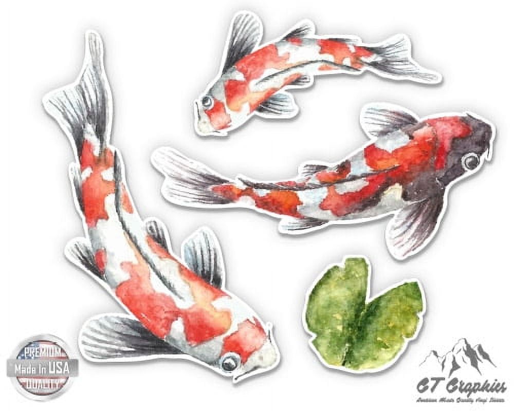 Koi Pond Fish Pretty Set - 8" Vinyl Sticker - For Car Laptop I-Pad ...