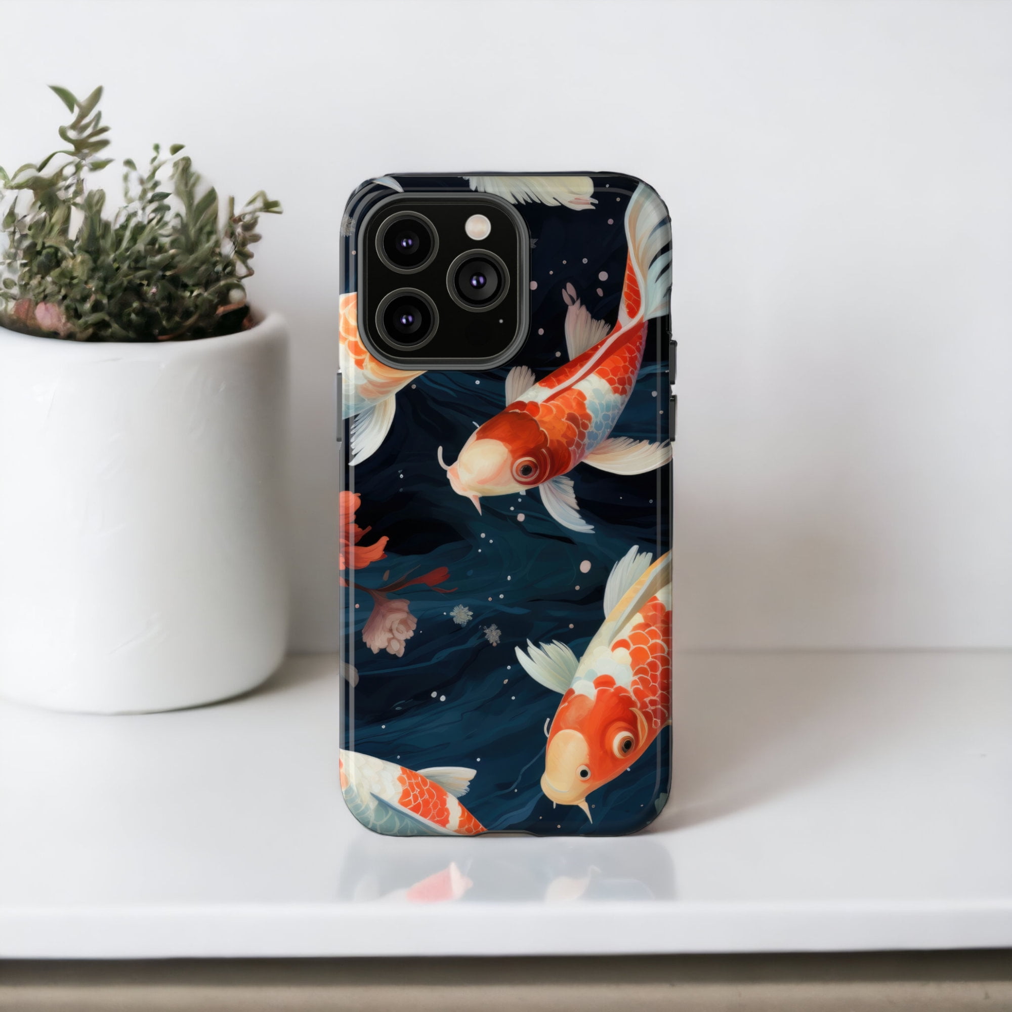 Koi Pond Japanese Fish Art Case for iPhone 17 through 11 Pro Max ...