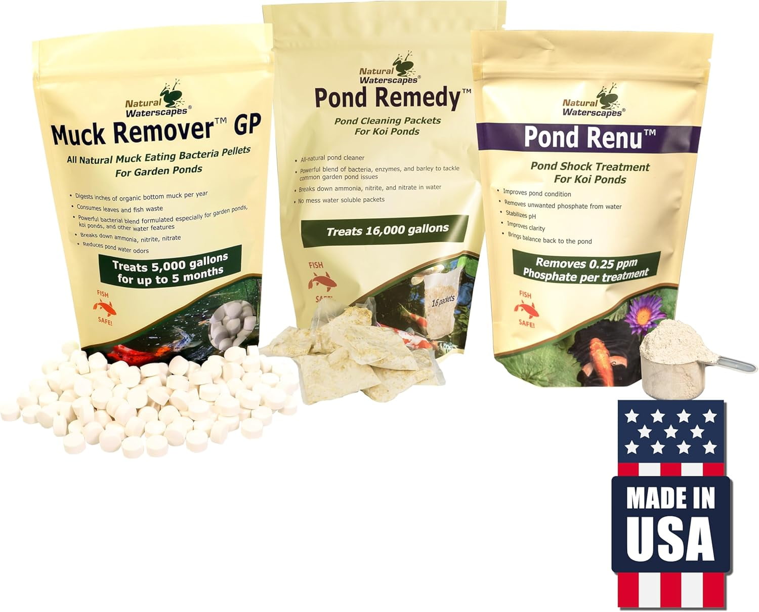 Koi Pond Maintenance Kit | Natural Pond Clarifier, Detoxifier, Sludge ...