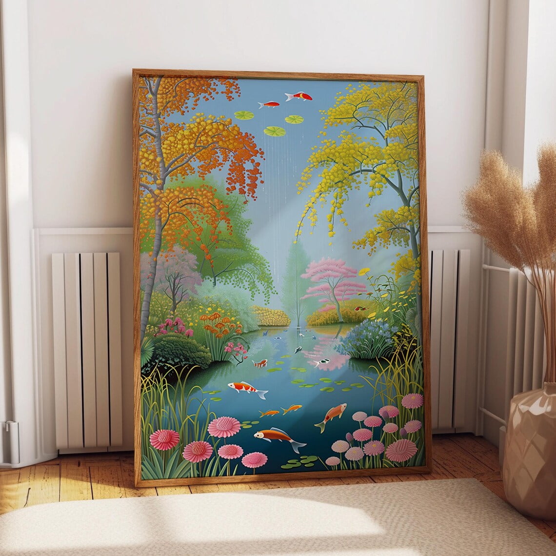 Koi Pond Print - Zen Garden Art Nature - Japanese-Inspired Water Garden ...