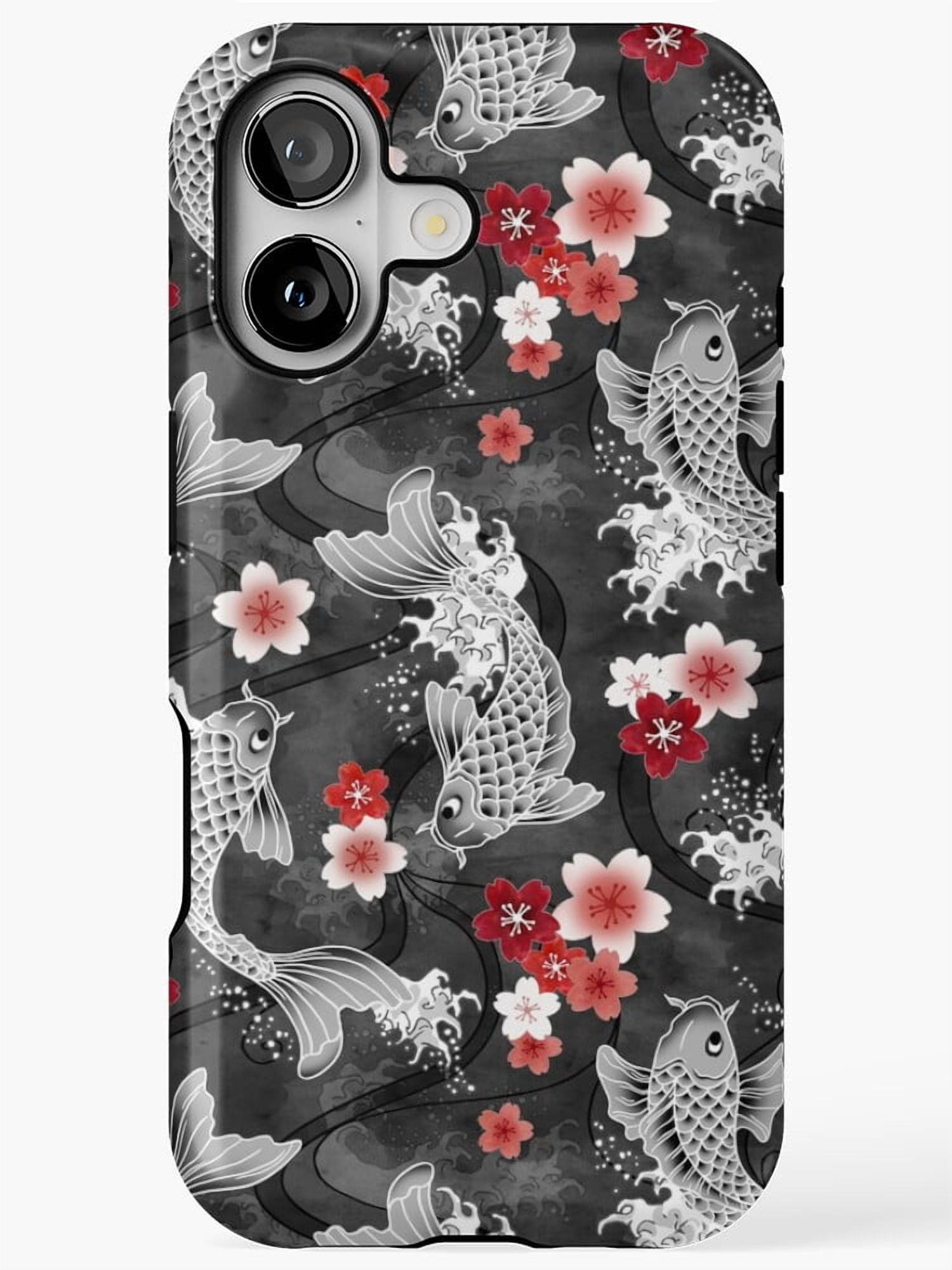 Koi Sakura Blossom Japanese Phone Case for iPhone 11 12 13 14 15 16 17 ...