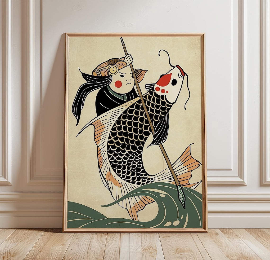 Koi Warrior Japanese Fish Samurai Minimal Wall Art Unframed Paper Print ...