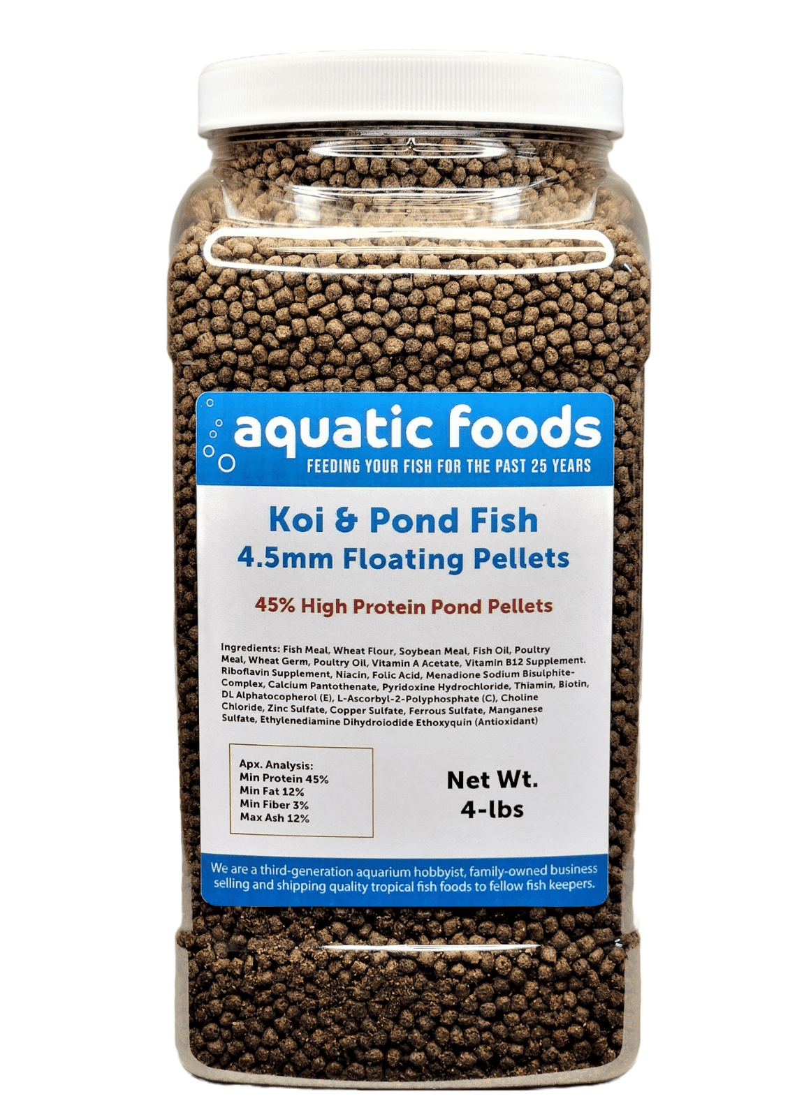 Koi and Pond Fish Pellet Food, 45% Protein 4.5mm Floating Koi Pond ...