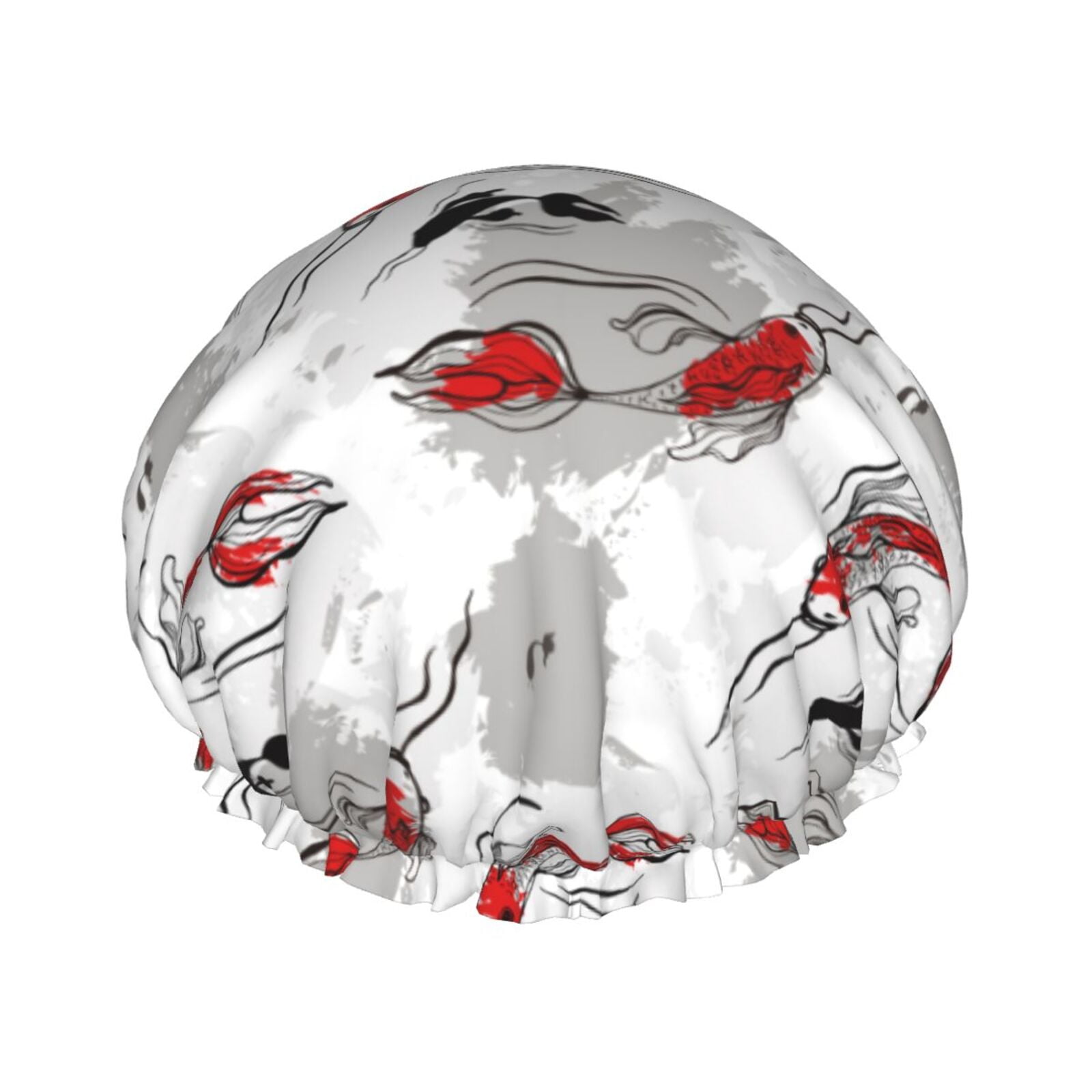 Koi fish Shower Cap for Women, Double Waterproof Layers Shower Caps ...