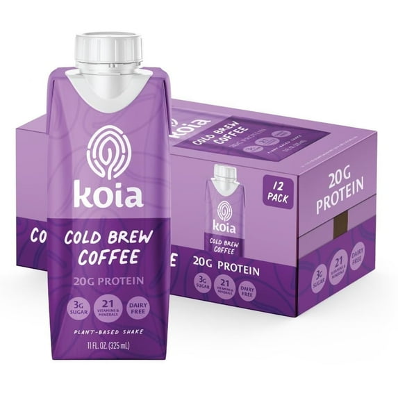Koia Protein Nutrition Shake, Cold Brew Coffee, 20g Protein, Plant-Based, 12 Count - Walmart.com