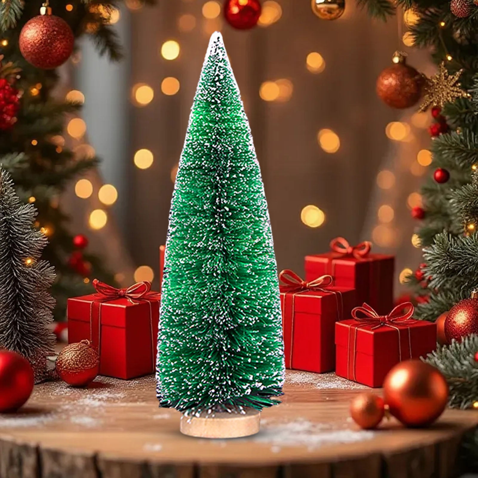 Koiauber Mini Christmas Tree Sisal Snow Frost Artificial Pine Tree with ...