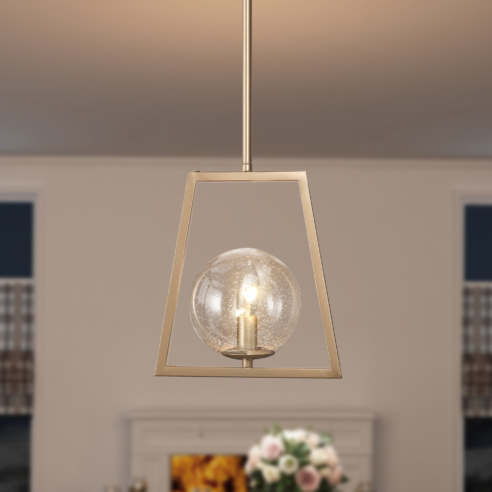 Koiny 9'' Modern Abstract Gold Pendant 1-Light Kitchen Island Lighting ...