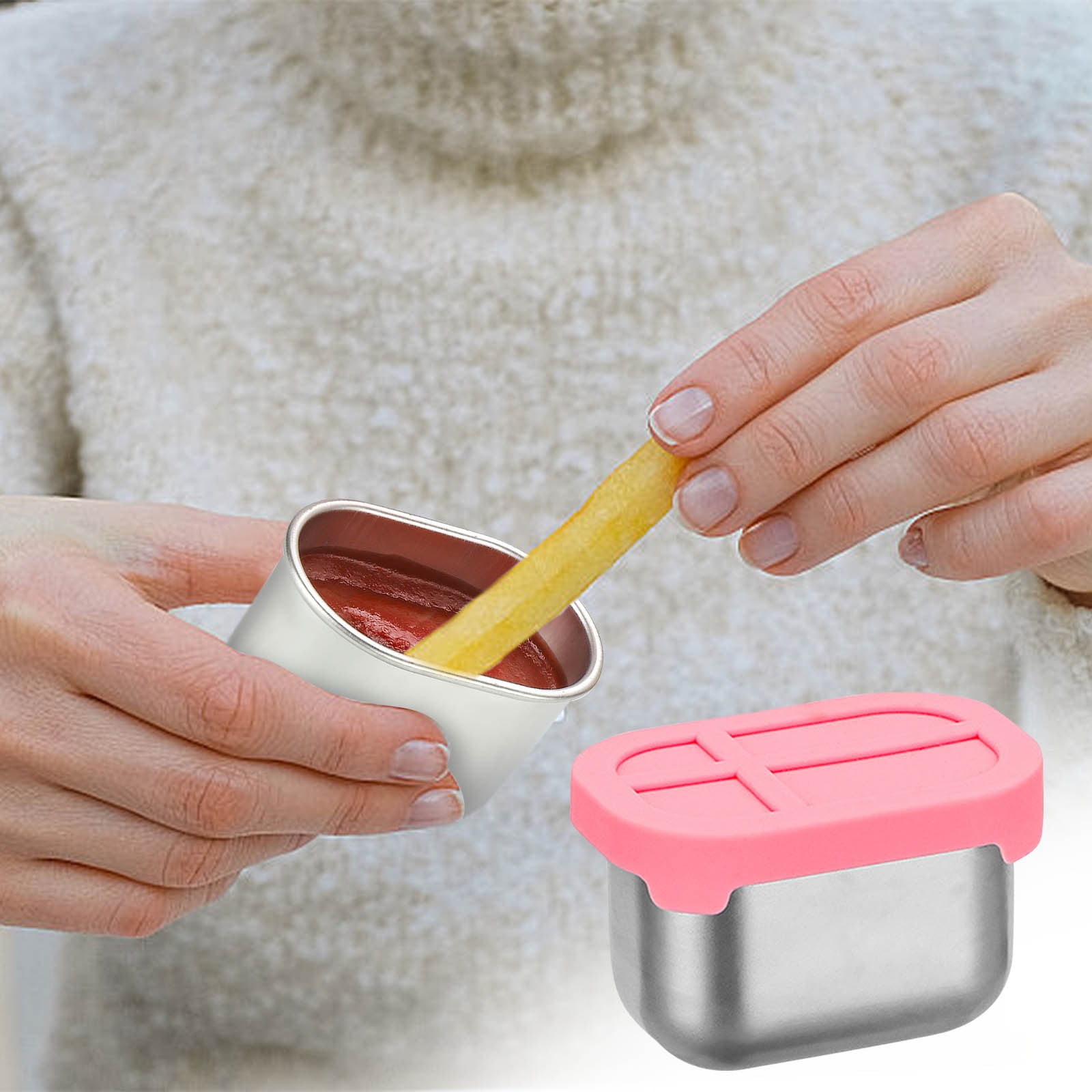 Kojanyu 304 Stainless Steel Condiment Box with 50ml Sauce Dish,Portable ...