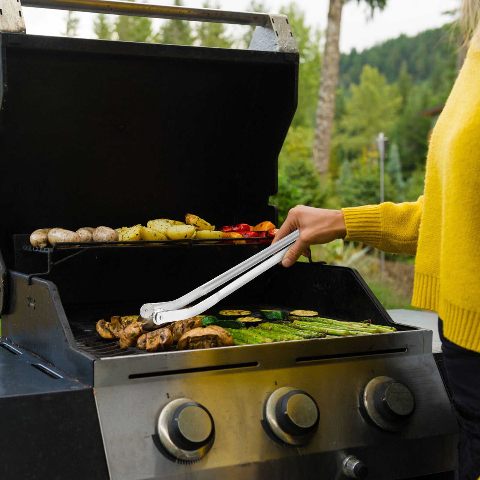 Kojanyu 40cm Stainless Steel Food Tongs for BBQ - Stainless Steel Food Clip Kitchen Food ...