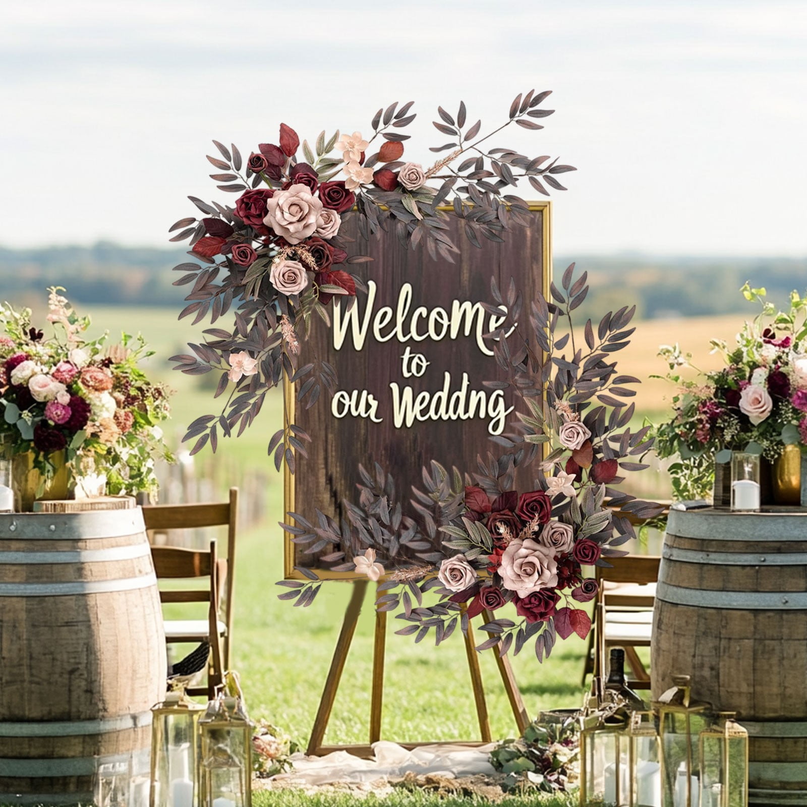 Kojanyu Artificial Flower Arch & Chair Back Decor Set,2pcs Wedding ...