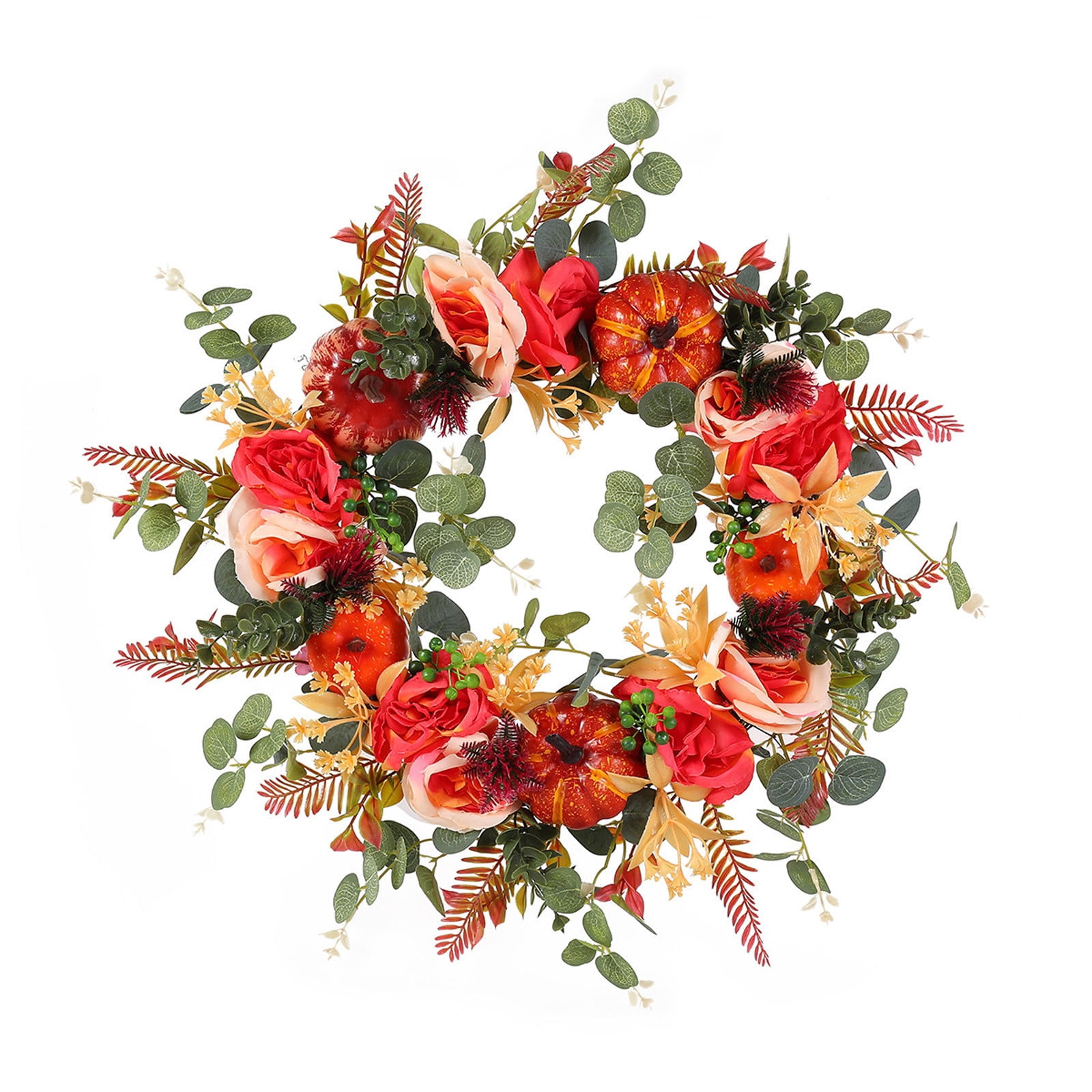 Kojanyu Simulated Pumpkin Vine Flower Wreath Door Hanging,Autumn ...