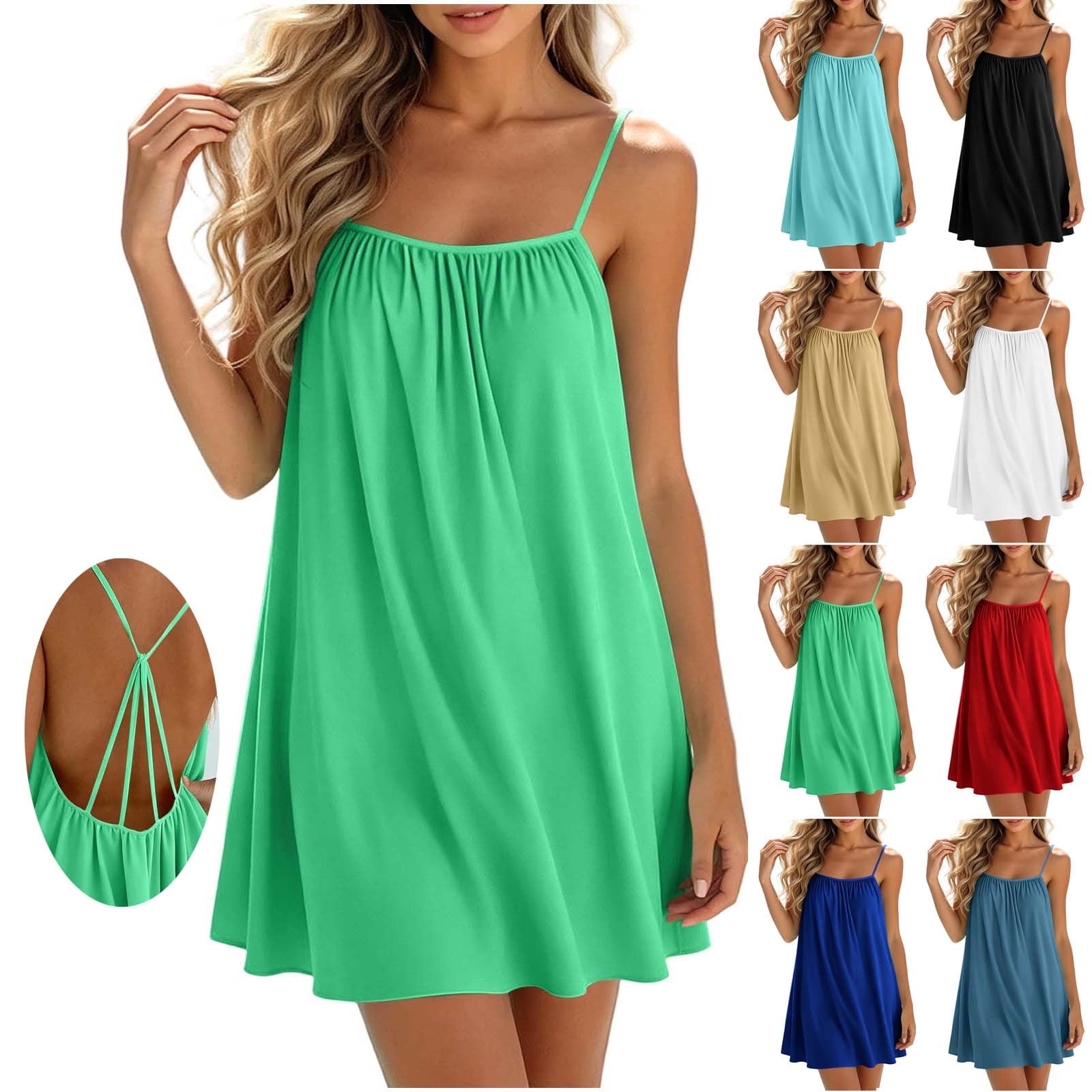 Kojanyu Women's Cami Dress Short Mini Backless Dresses 2026 Summer ...