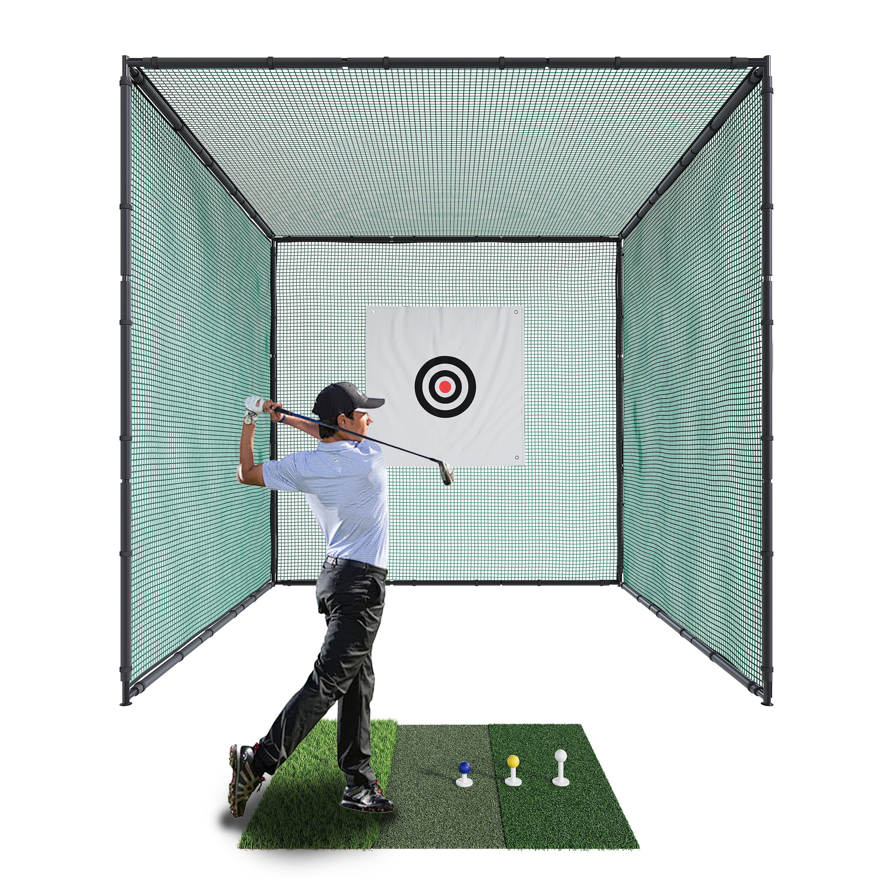 Kojem 10x10x10 Golf Practice Cage Hitting Cage with Steel Frame Golf ...