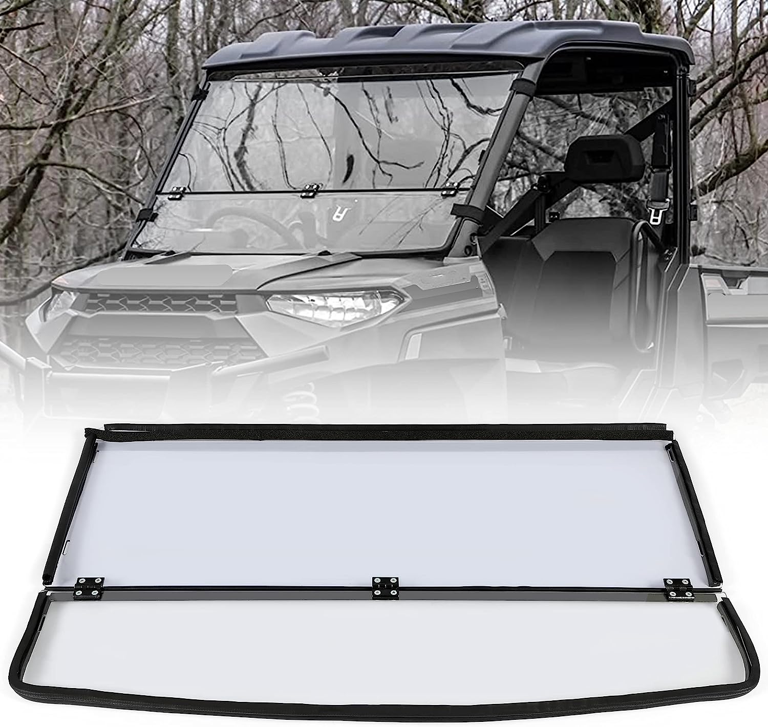 SuperATV Scratch Resistant Flip UTV Windshield for 2016+ Polaris Ranger ...