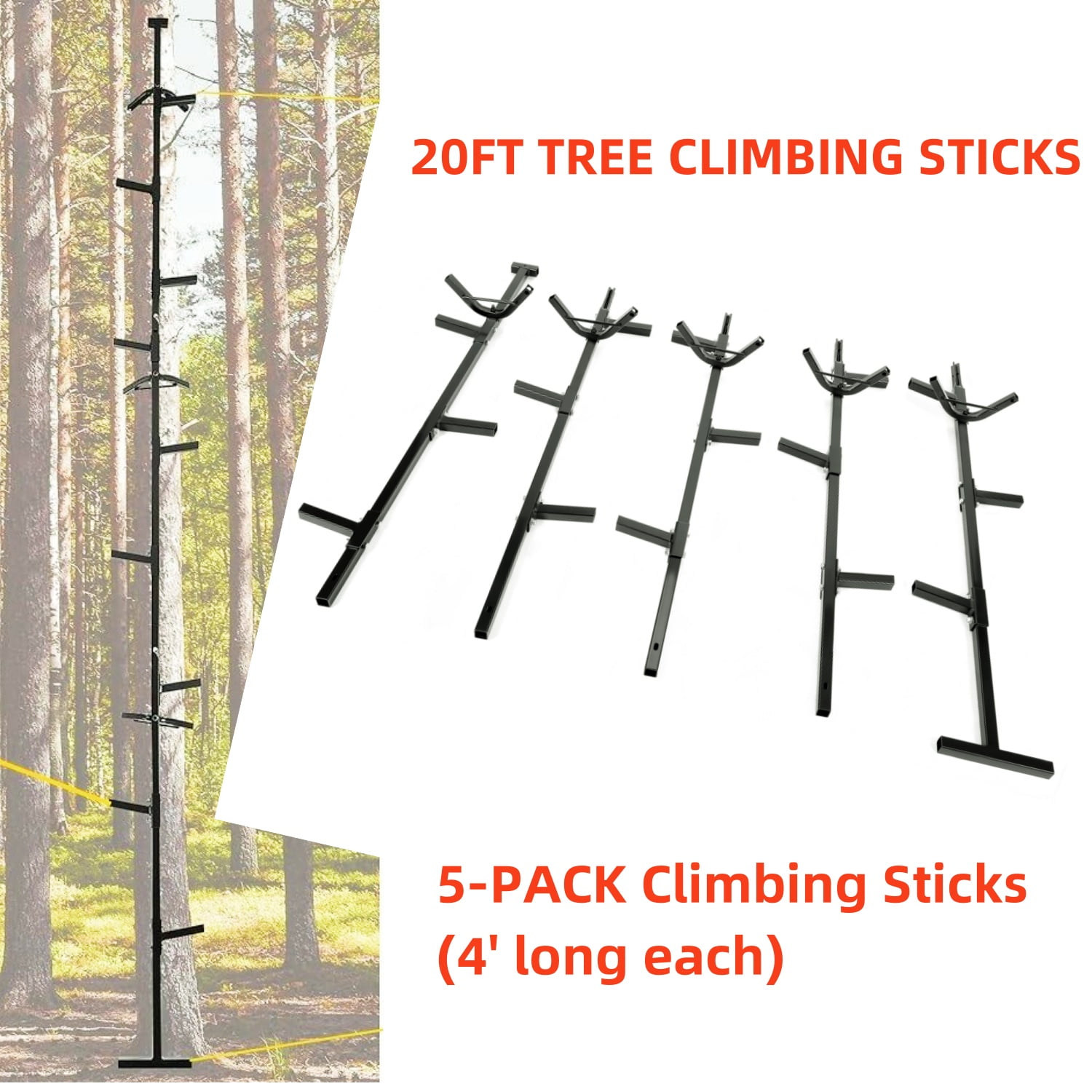 Kojem 20FT Quick Tree Climbing Sticks 4' sections Ladder Steps for ...