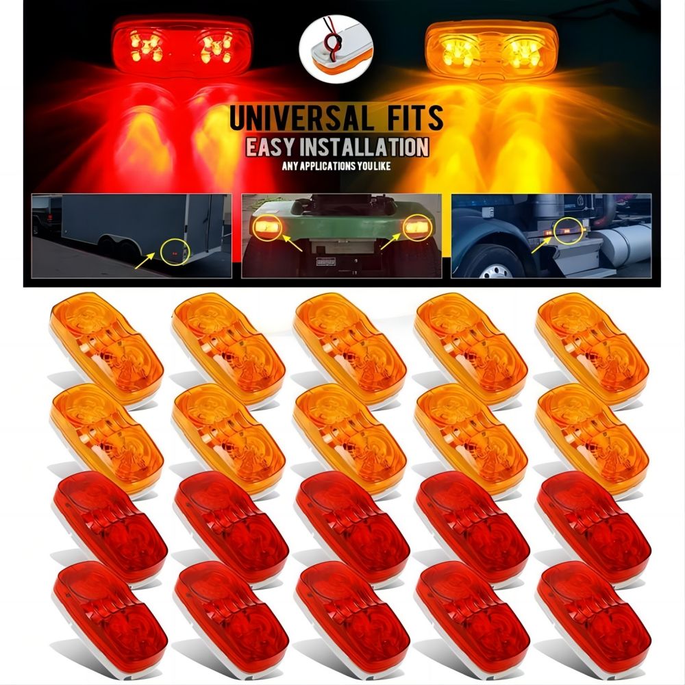 4 Red 4" LED Duo Clearance Fender Side Marker with Reflex Truck Trailer ...