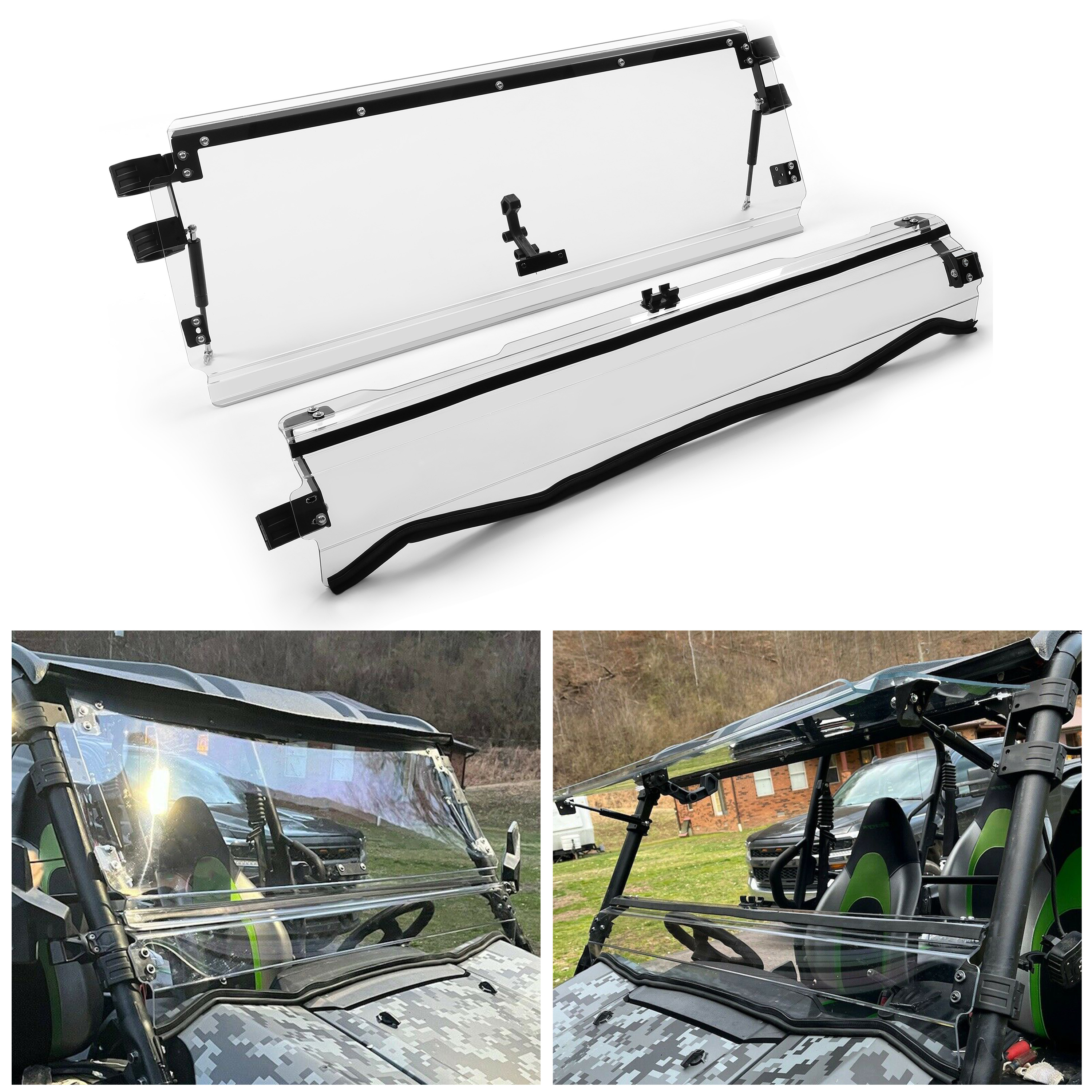SuperATV Scratch Resistant Flip Down Windshield for 2020+ Kawasaki ...