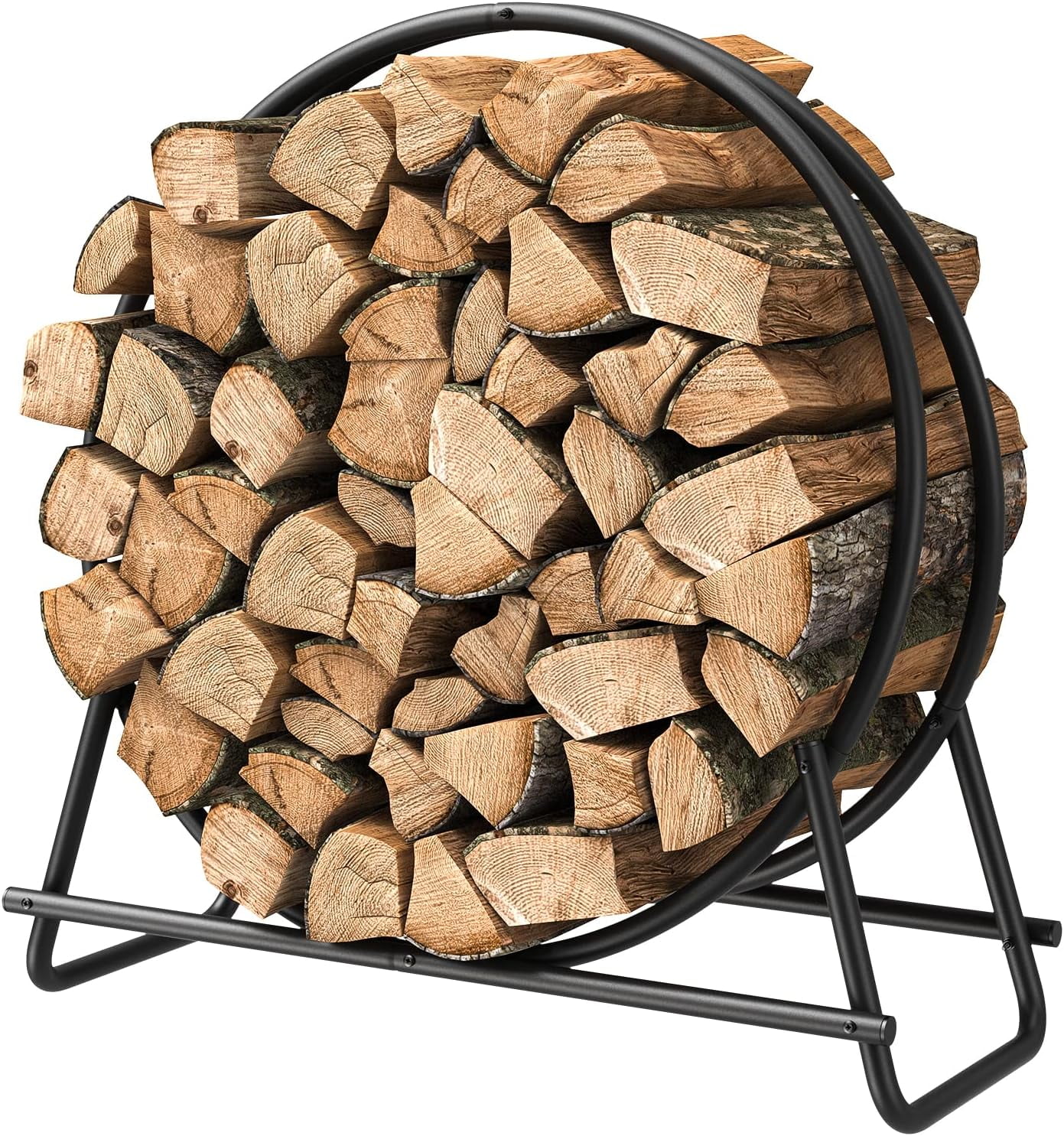 Kojem 30 Inch Steel Firewood Storage Rack, Log Hoop Holder for Indoor ...