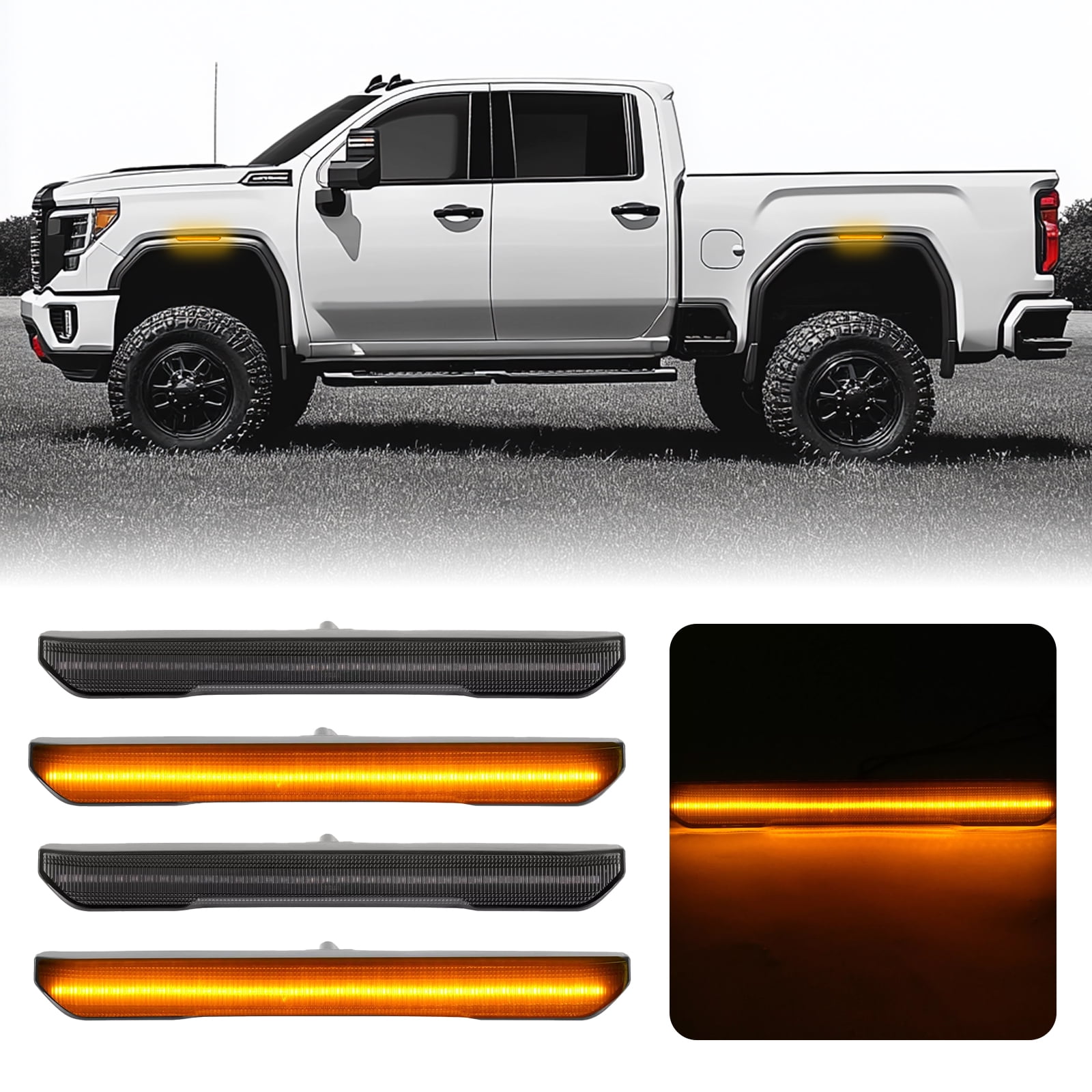 Kojem 4 PCS Side Marker Lights for 2020 -2024 GMC Sierra 2500/3500 HD ...