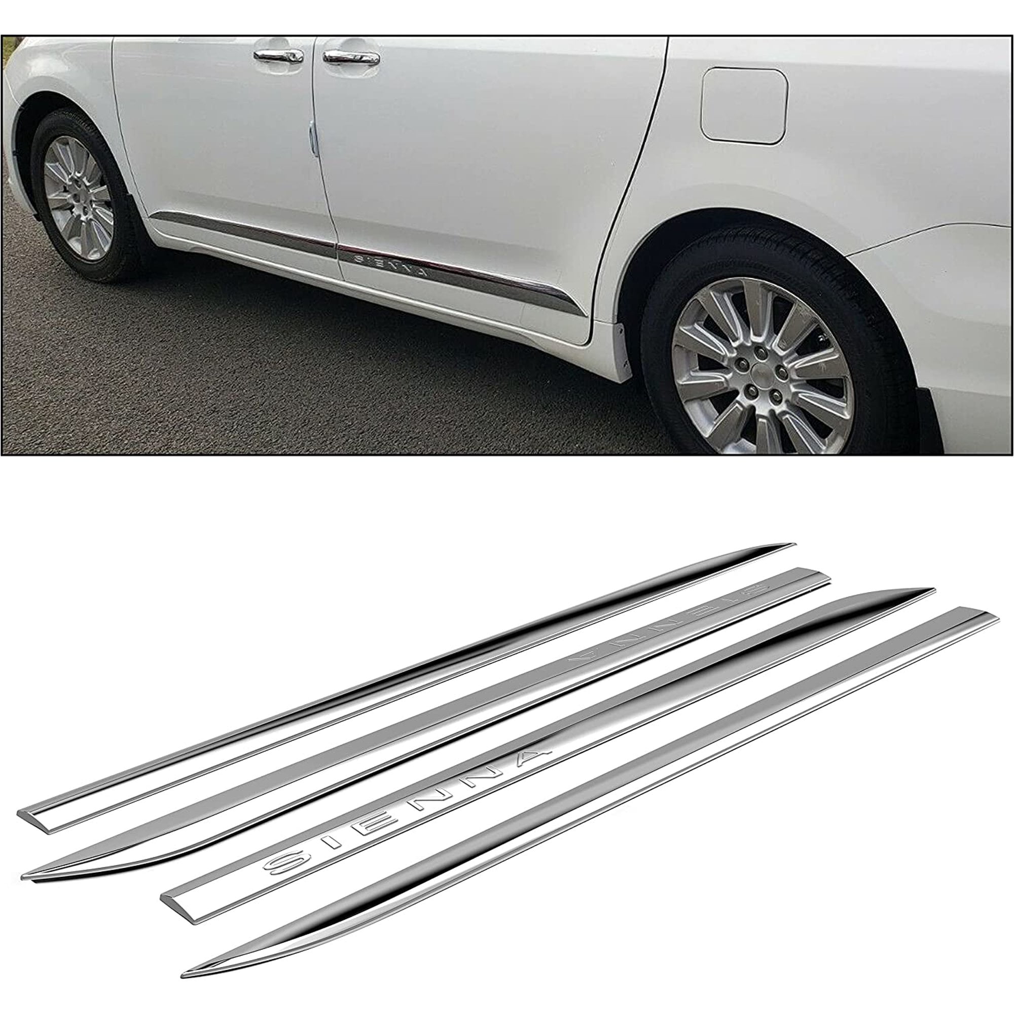 Kojem 4 Pcs Chrome Outside Door Body Side Molding Trim for Toyota ...