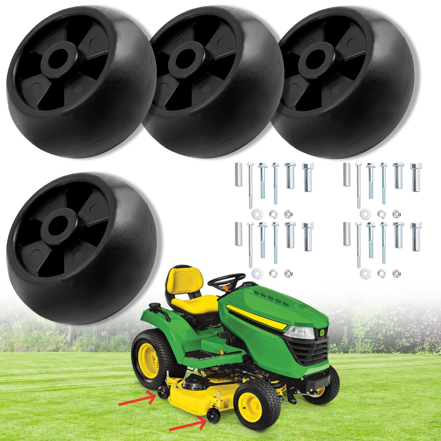 Kojem Deck Wheel Kit for John Deere SRX75 SRX95 GX355 X320 LT180 LX289 AM133602 AM116299 M111489 ...