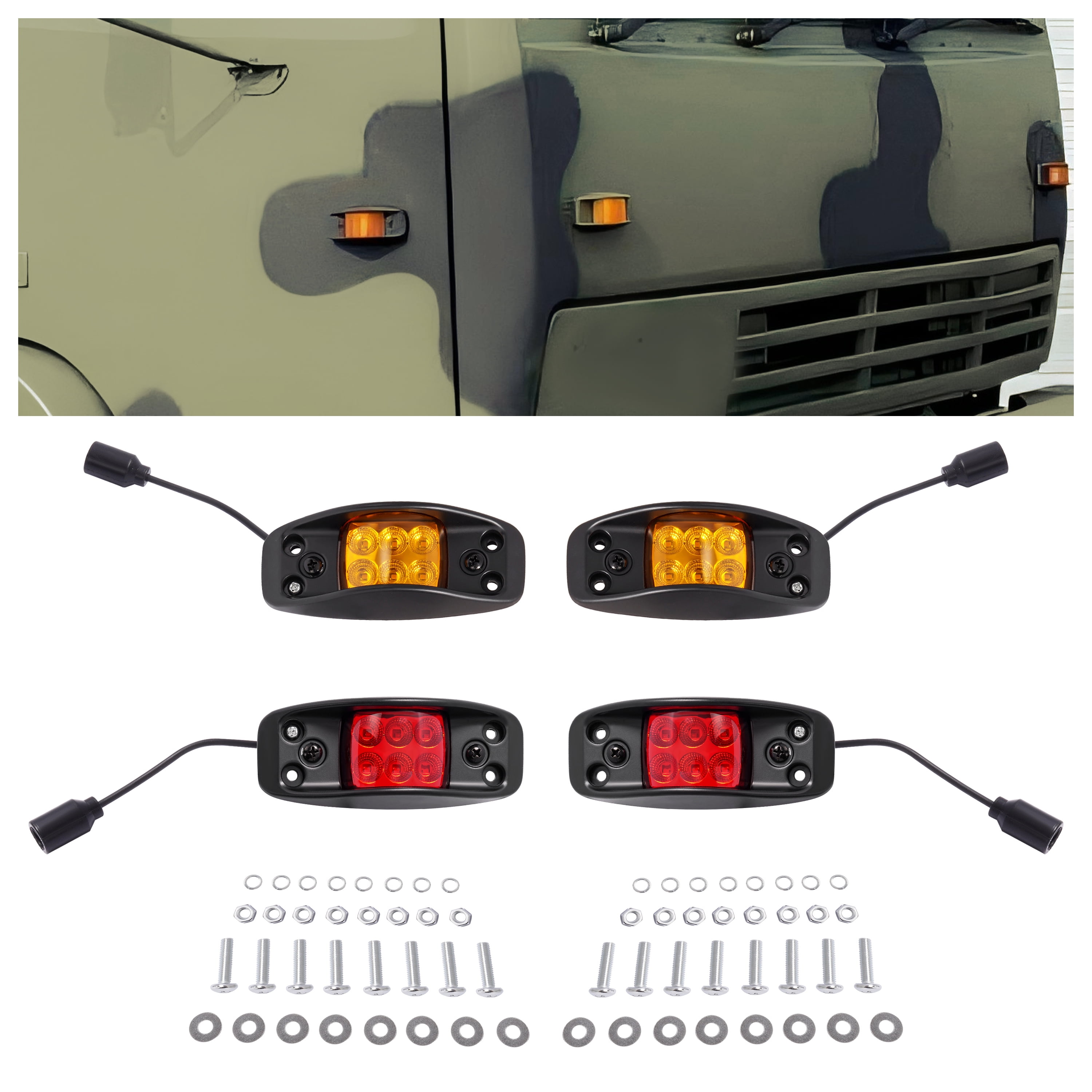 Kojem 4Pcs LED Side Marker Lights for HMMWV, 2 1/2 Ton and 5 Ton ...
