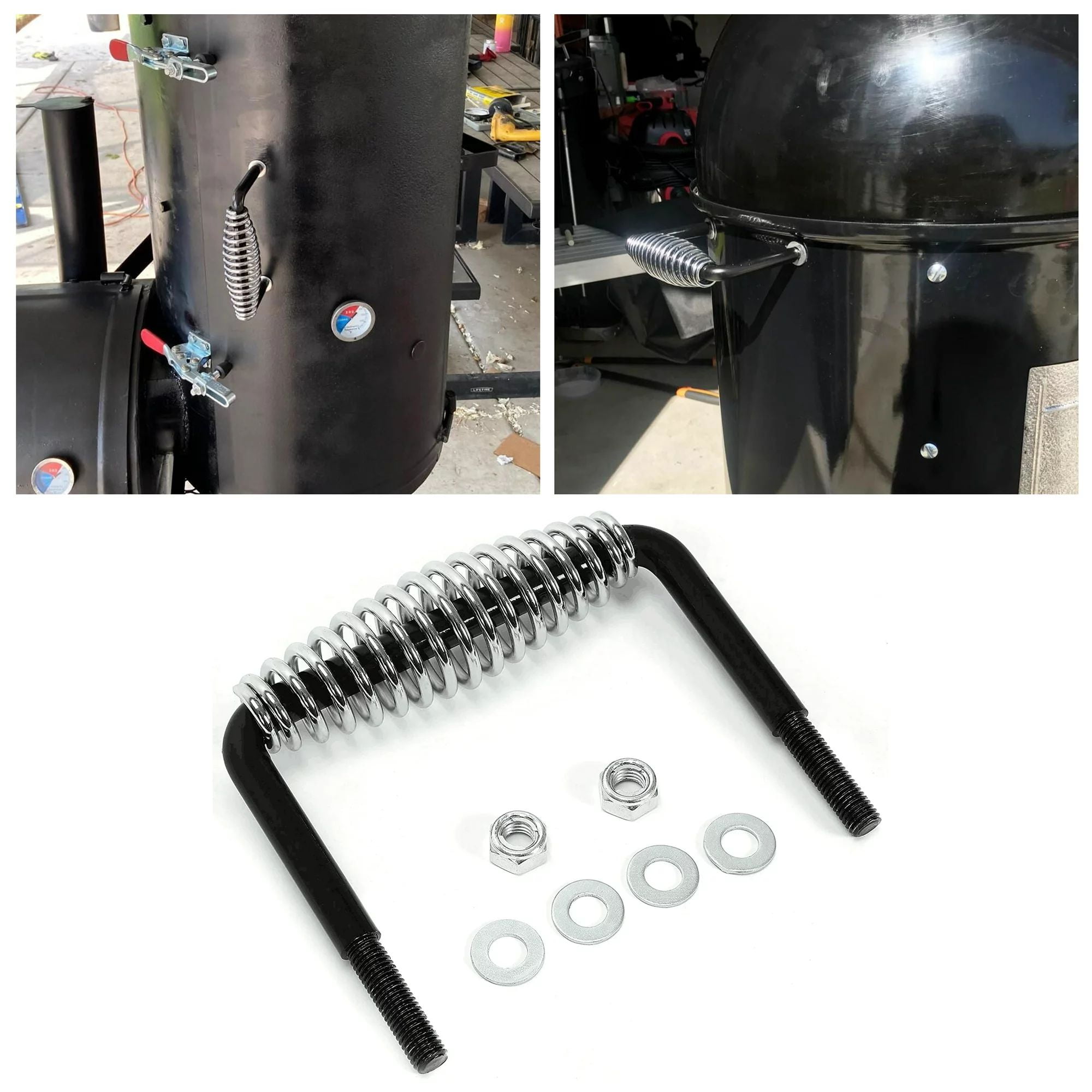 Kojem 5" Steel Spring Handle with Mounting Bracket for BBQ Grill Wood ...