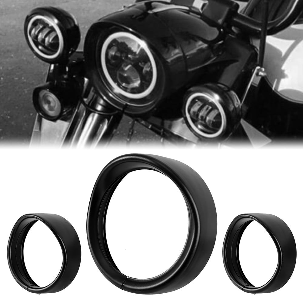 Kojem 7" Headlight Trim Ring + 2pcs 4.5" Fog Lights Lamp Rings Bezel ...