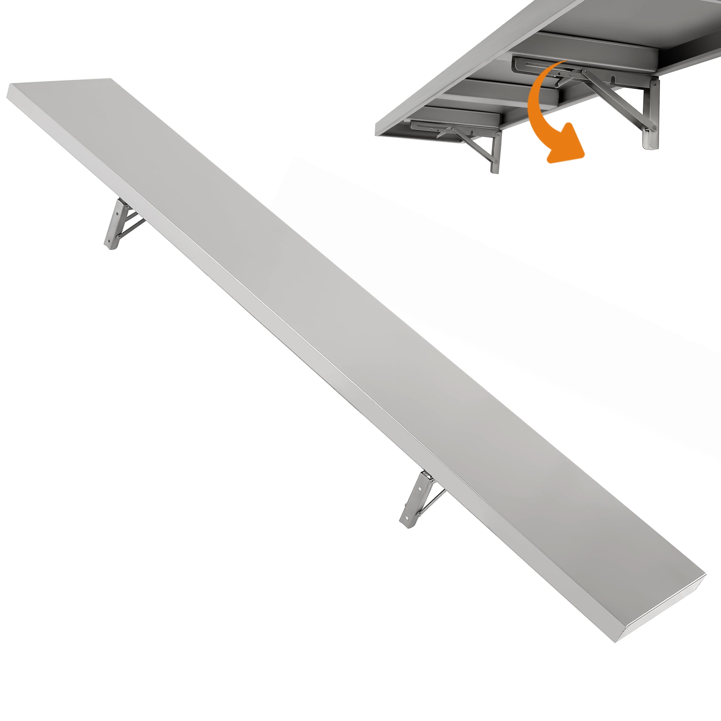 "Kojem Foldable Stainless Steel Concession Stand Shelf 70.8"" x 11.6 ...