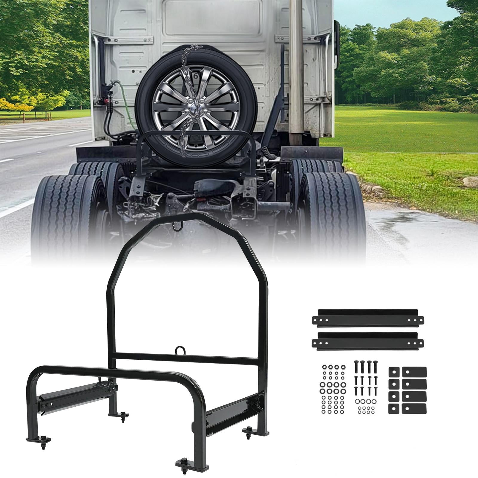 Kojem Universal Adjustable Spare Tire Carrier for Semi Trucks, Powder ...