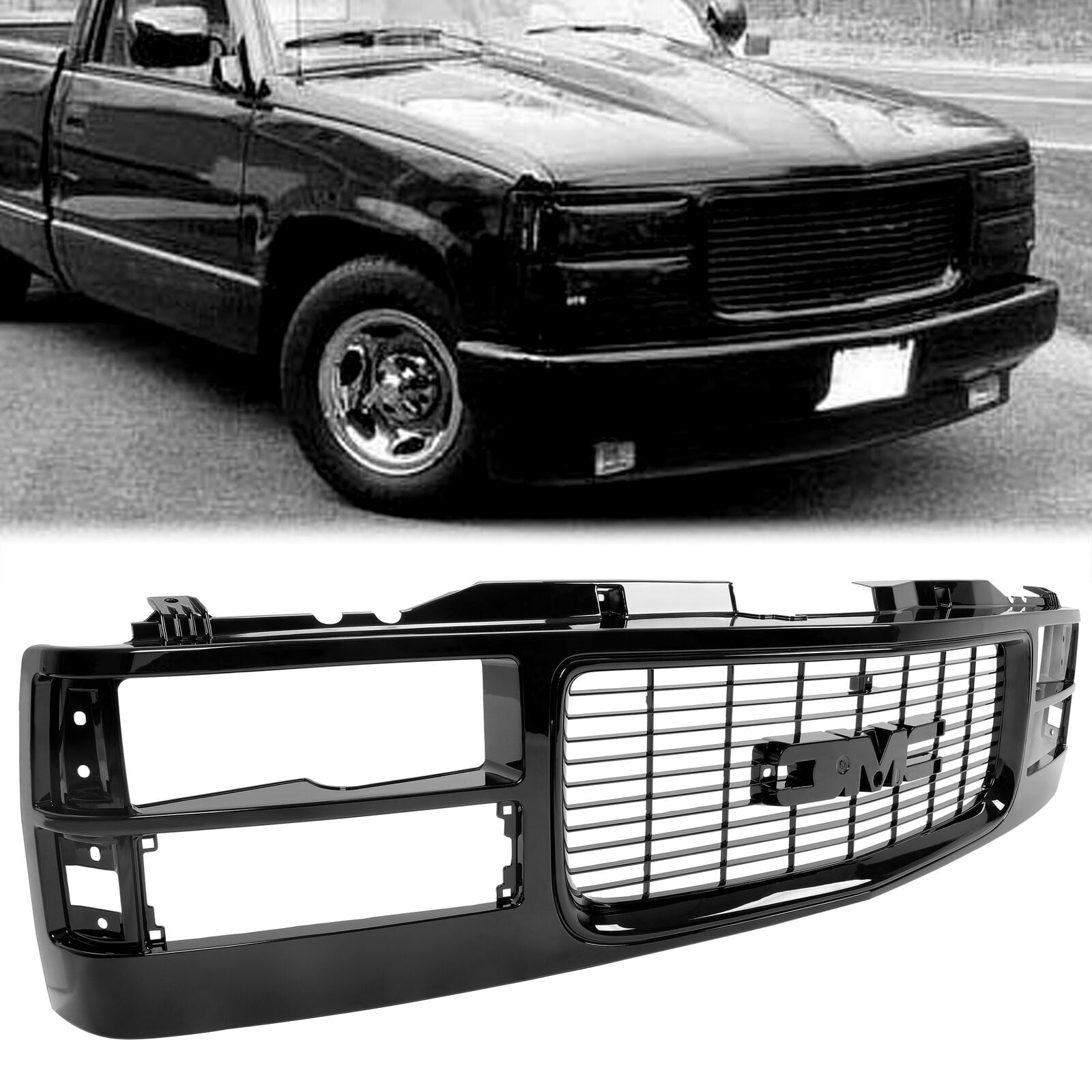 Kojem Black Front Bumper Grille Grill Assembly Shell And Insert for GMC ...