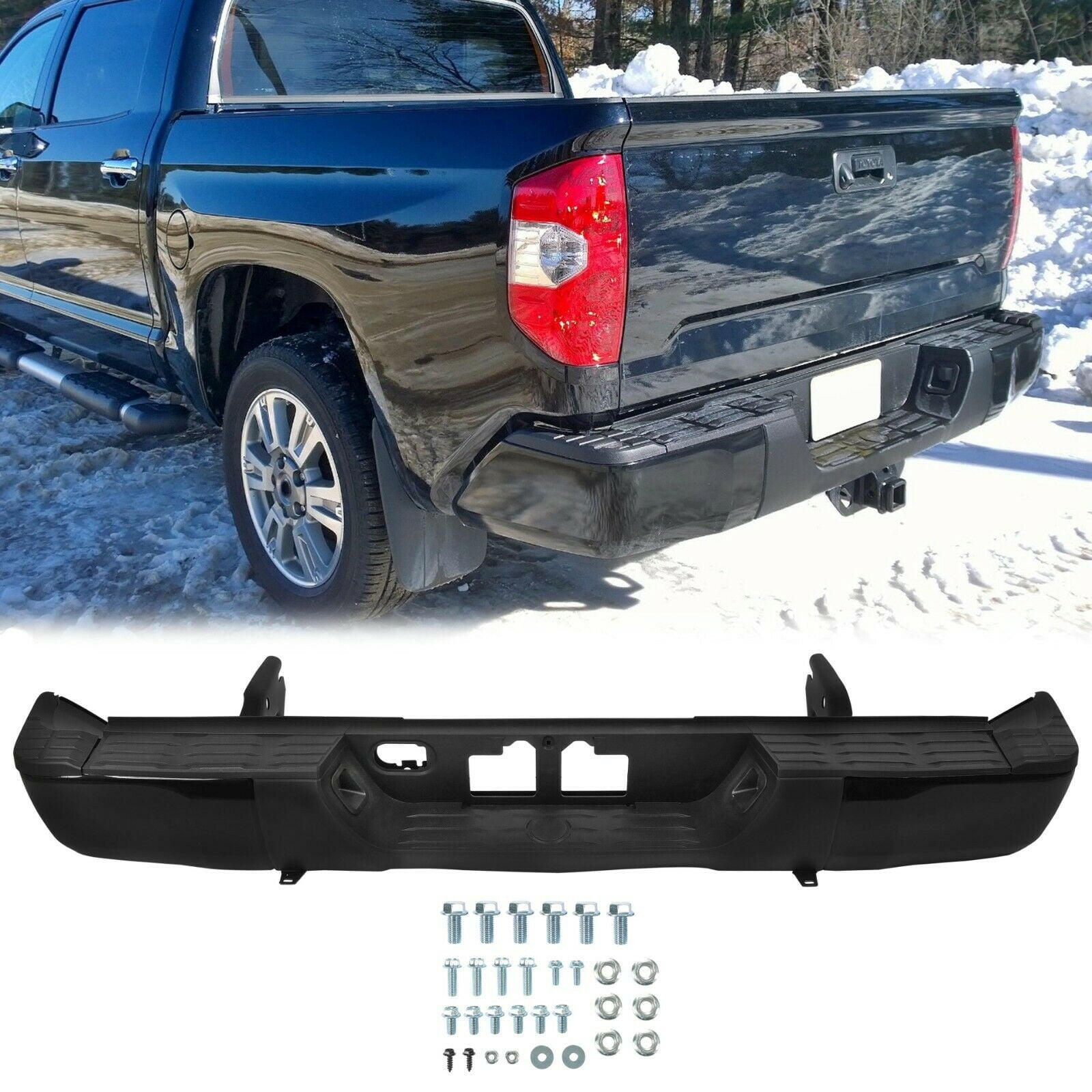 Kojem Black Rear Step Bumper Assembly Fits 14-20 Toyota Tundra Steel ...