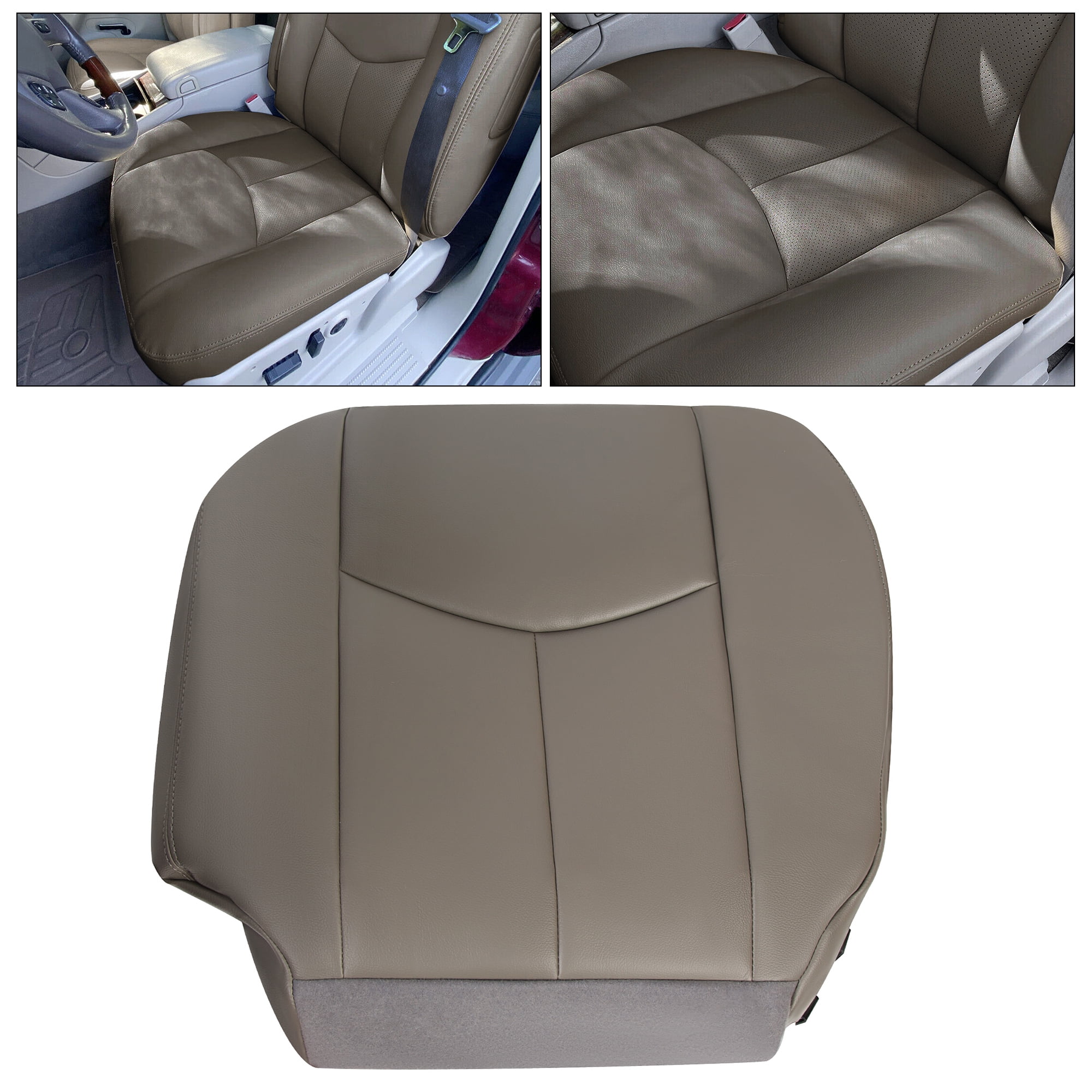 Kojem Bottom Seat Cover Fit for 2003 2006 Chevy Tahoe Suburban Silverado Avalanche GMC Sierra Yukon 2004 2005 Gray Leather Driver Side
