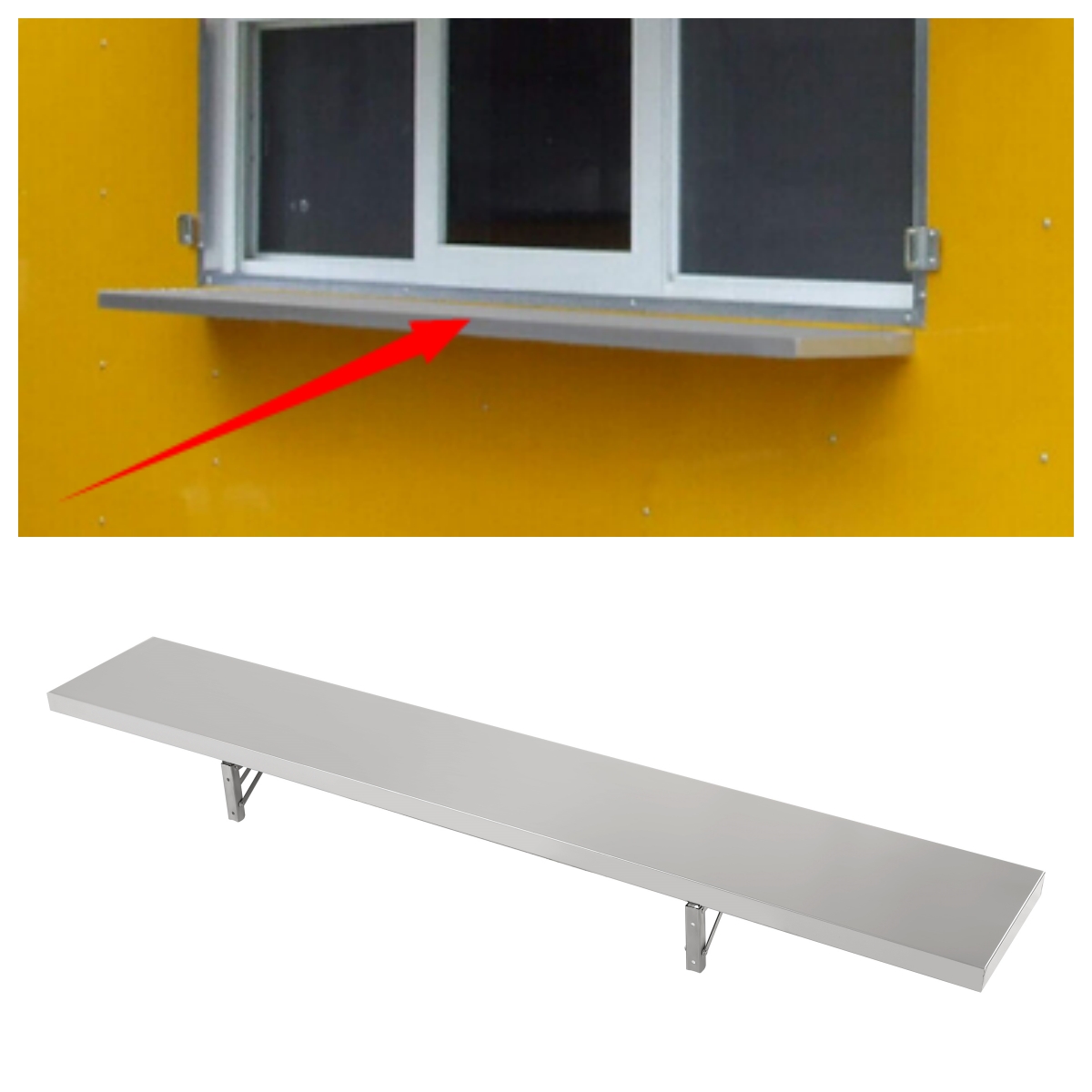 VEVOR Concession Shelf 48L x 12W inch Stainless Steel Drop Down Folding ...