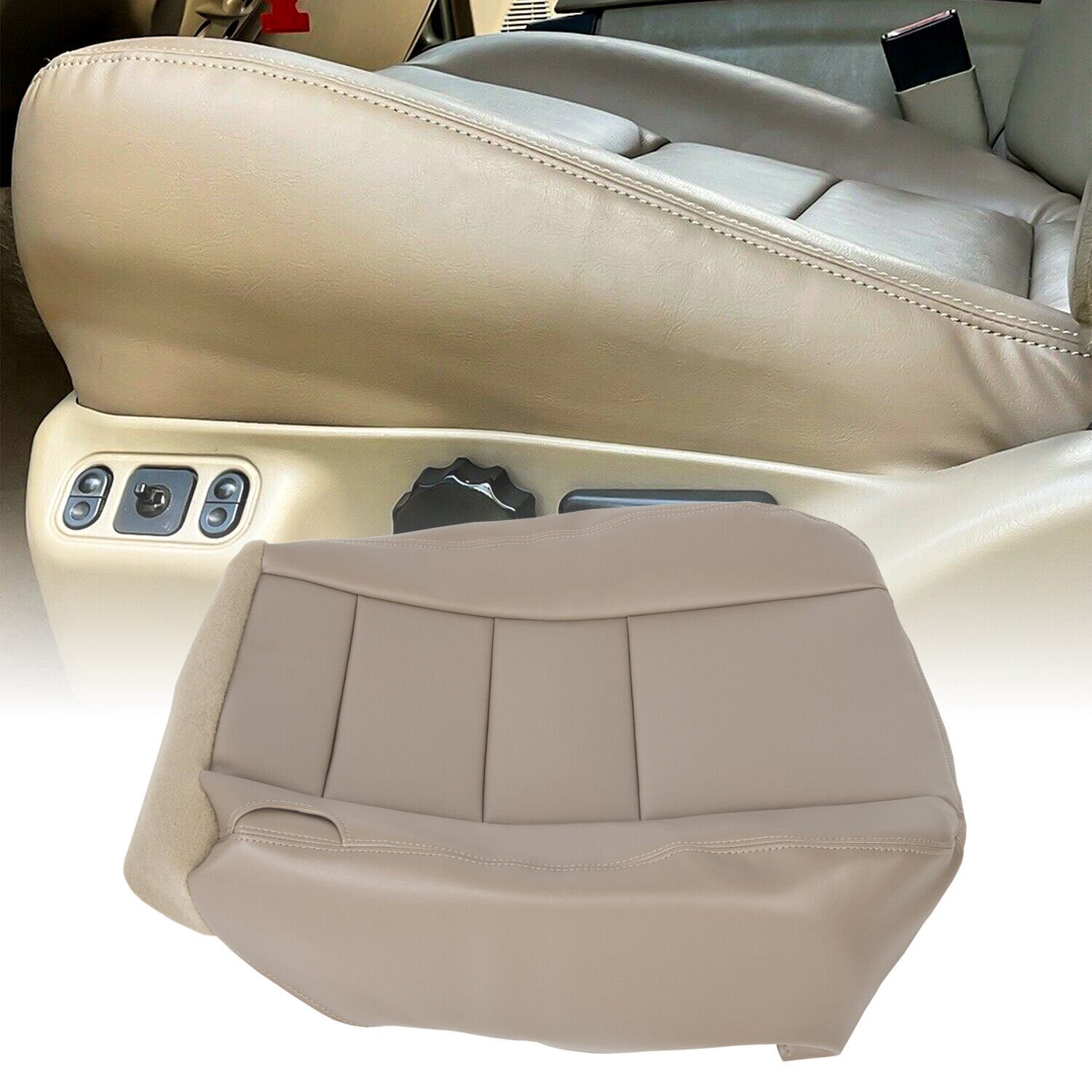 Kojem Tan Synthetic Leather Driver Side Bottom Seat Cover for Ford ...