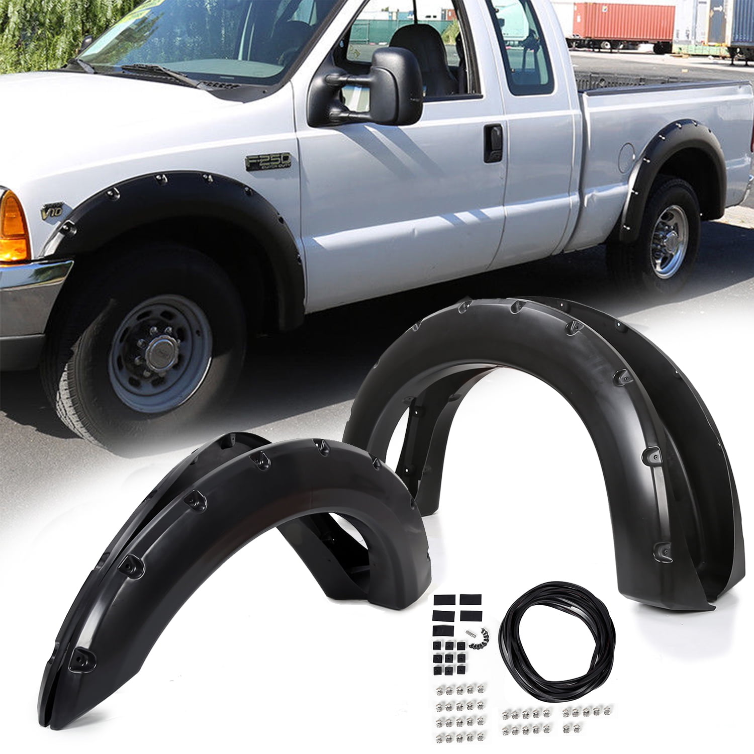 Kojem Fender Flares for 1999-2007 Ford F250 F350, Rivet Pocket Style, 4 ...