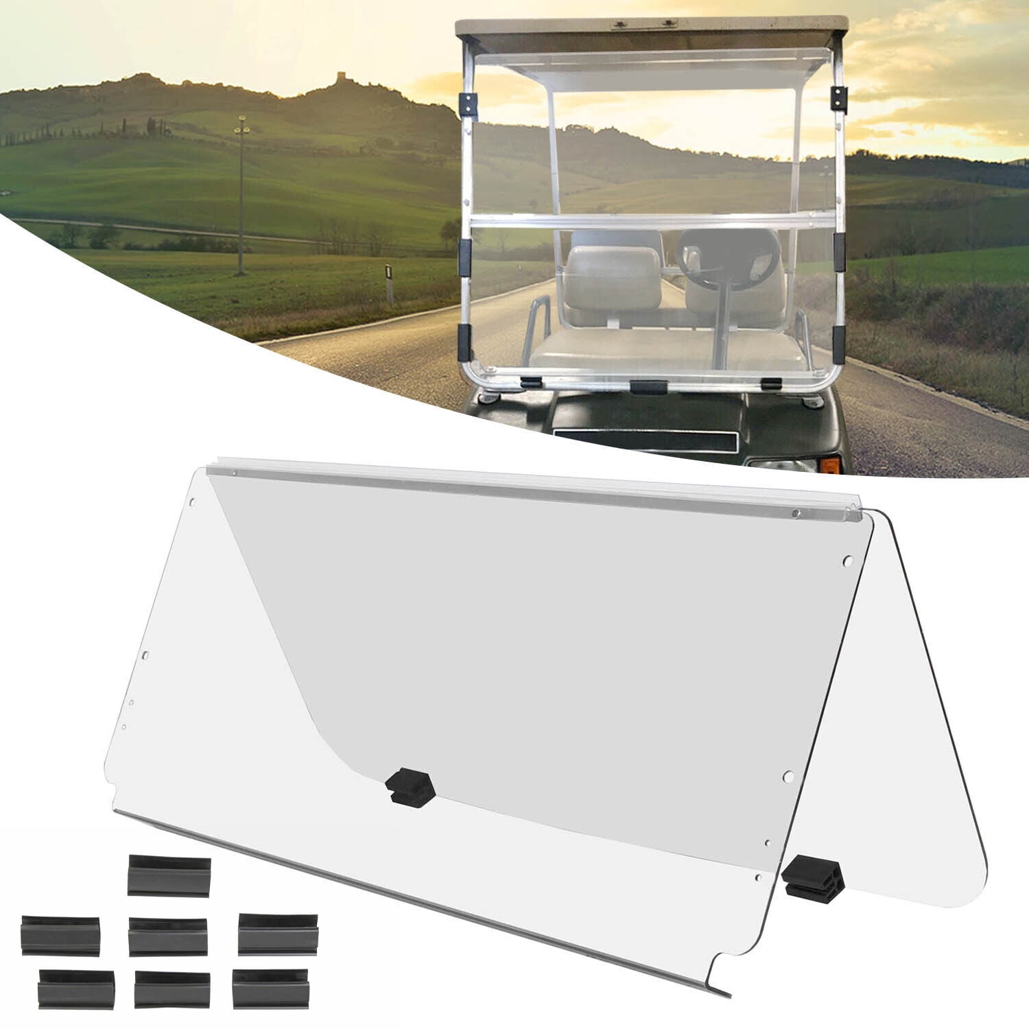 Kojem Acrylic Windshield for Club Car DS 1982-2000.5 Golf Cart, Folding ...