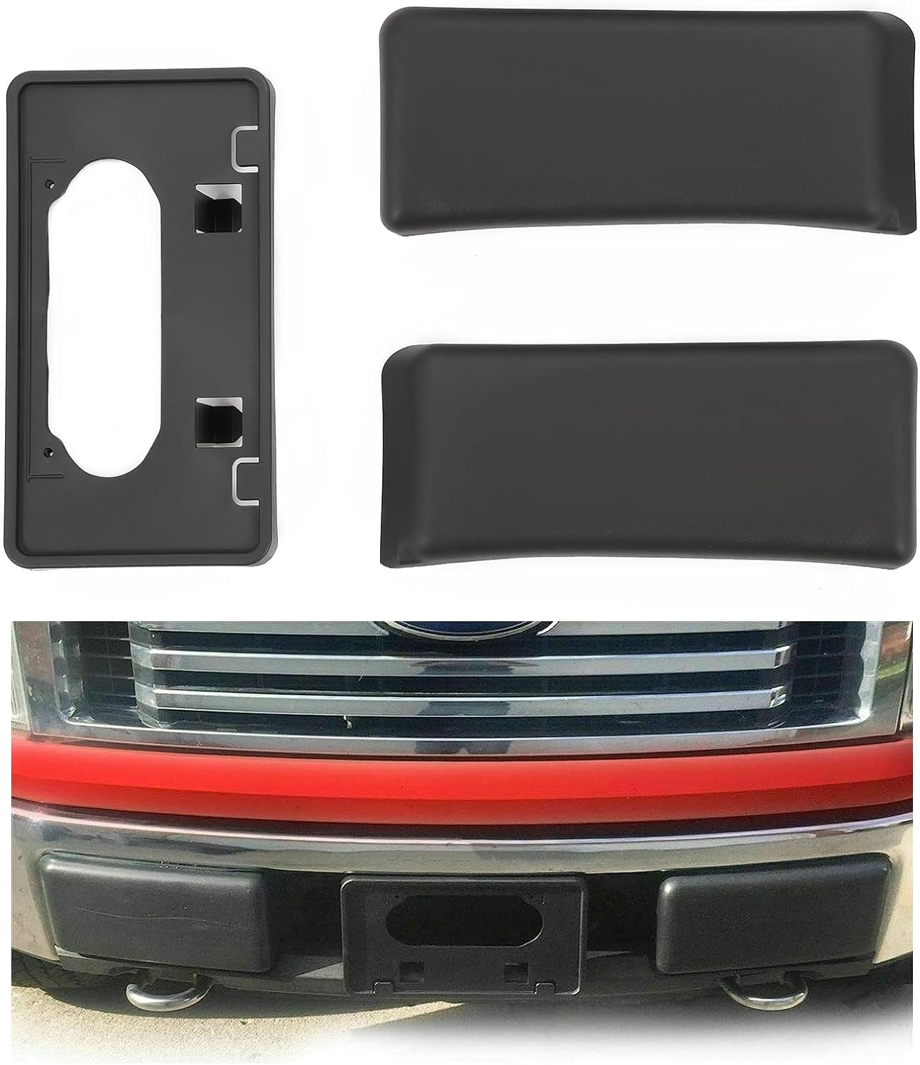 Kojem Front Bumper Guards Pads & License Plate Frame Bracket for 2009 ...