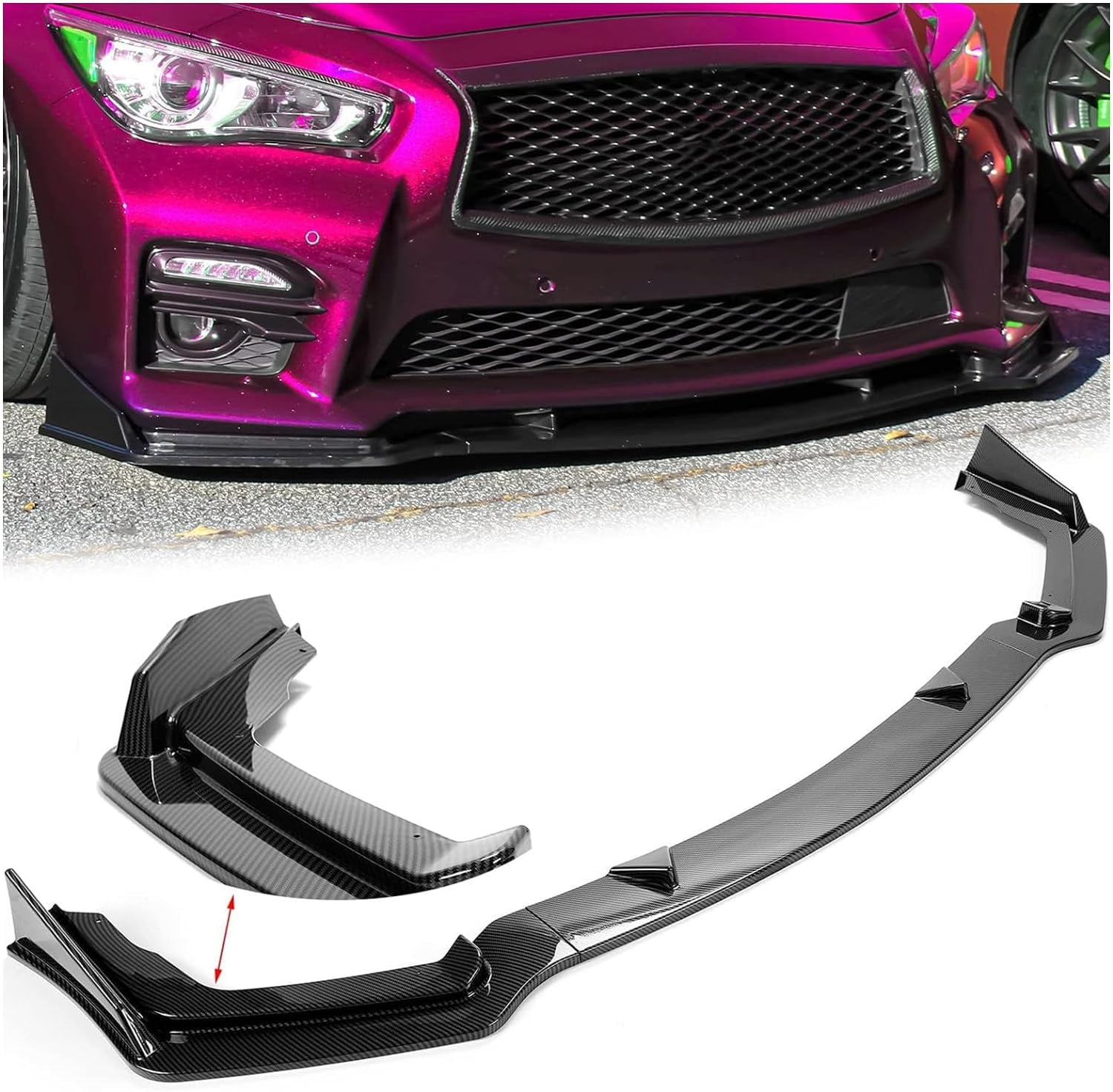 Kojem Front Bumper Lip Spoiler for 2014-2017 Infiniti Q50 Sport Model 3 ...