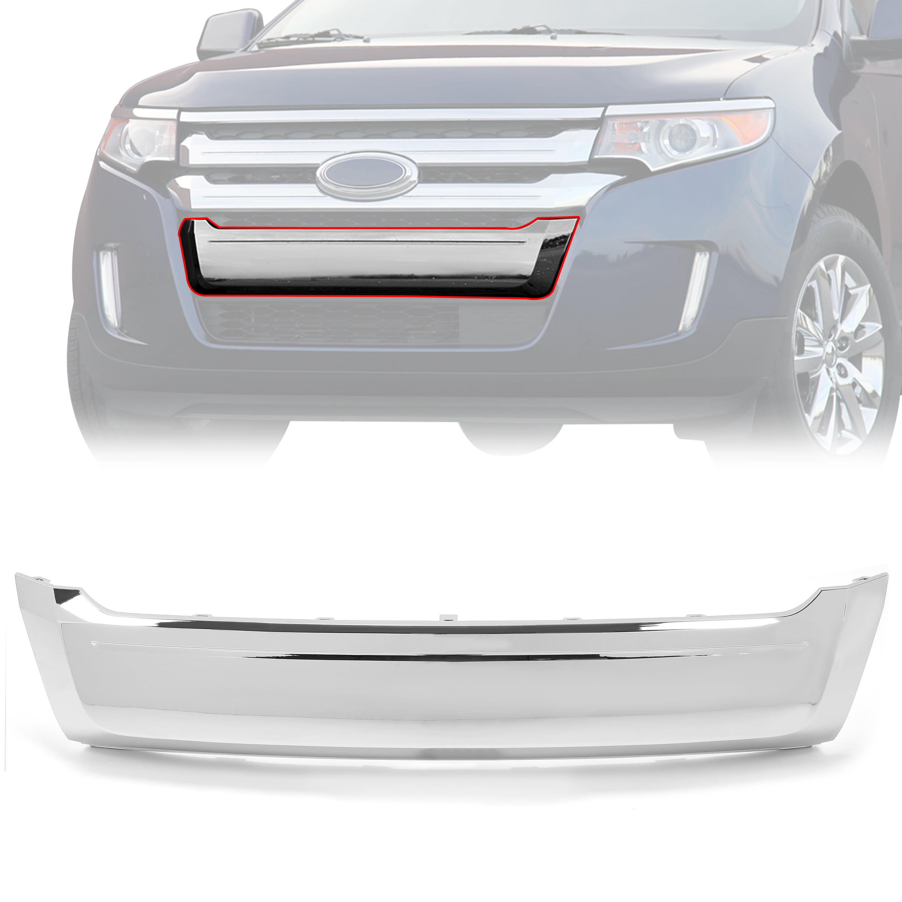 Kojem Front Bumper Grille Trim for 2011-2014 Ford Edge, Chrome Grill ...