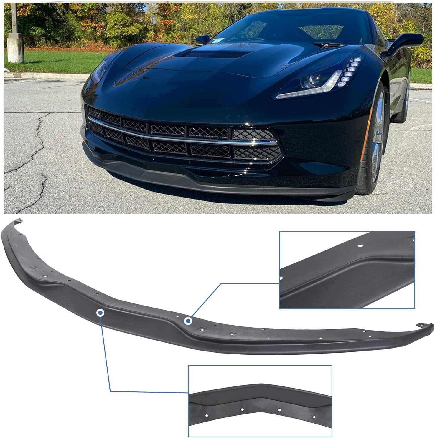 Kojem Front Bumper Lower Lip Spoiler Splitter for 2015-2019 C7 Corvette ...